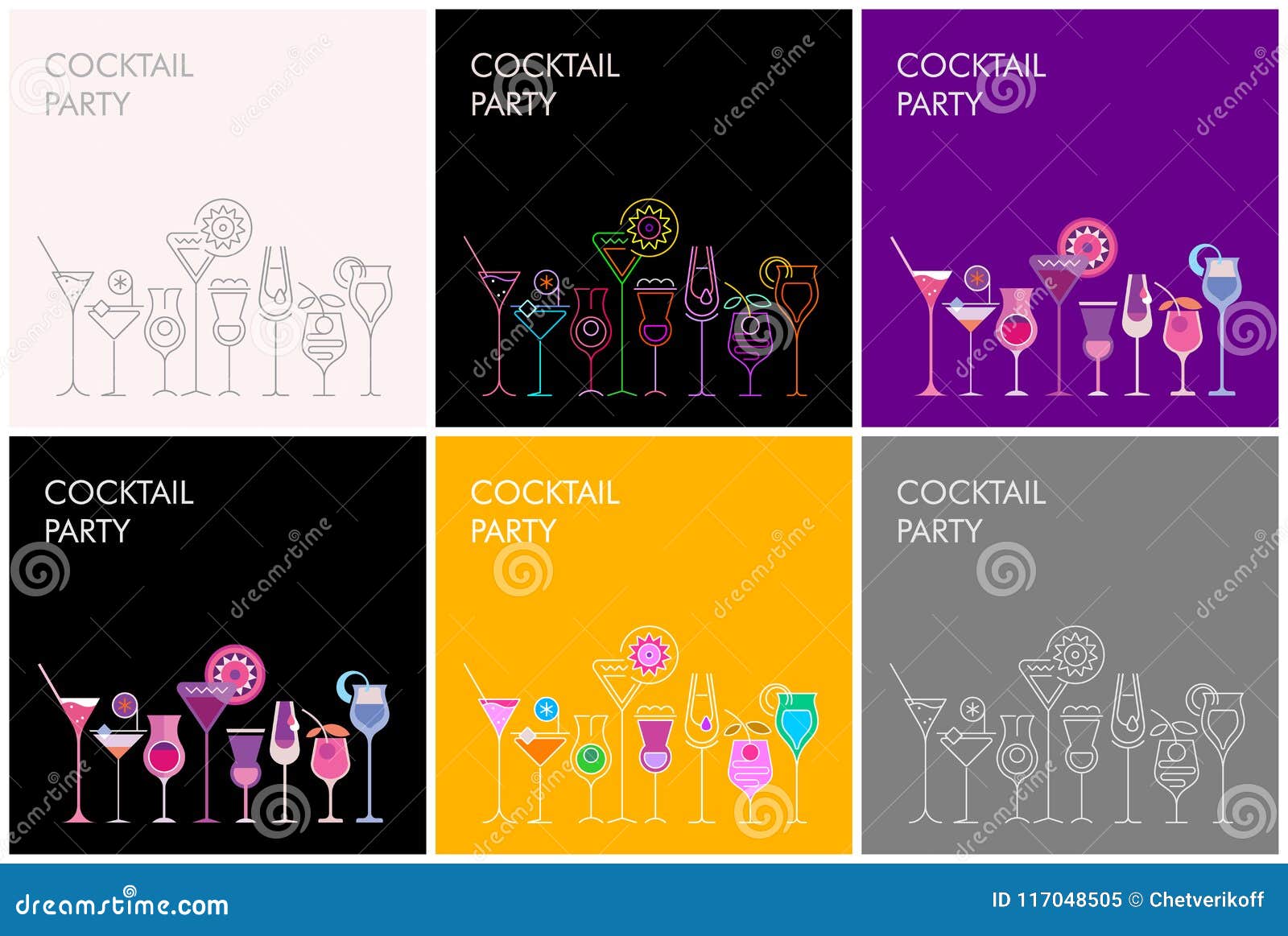 Cocktail Party Vector Banners Stock Vector - Illustration of invite ...