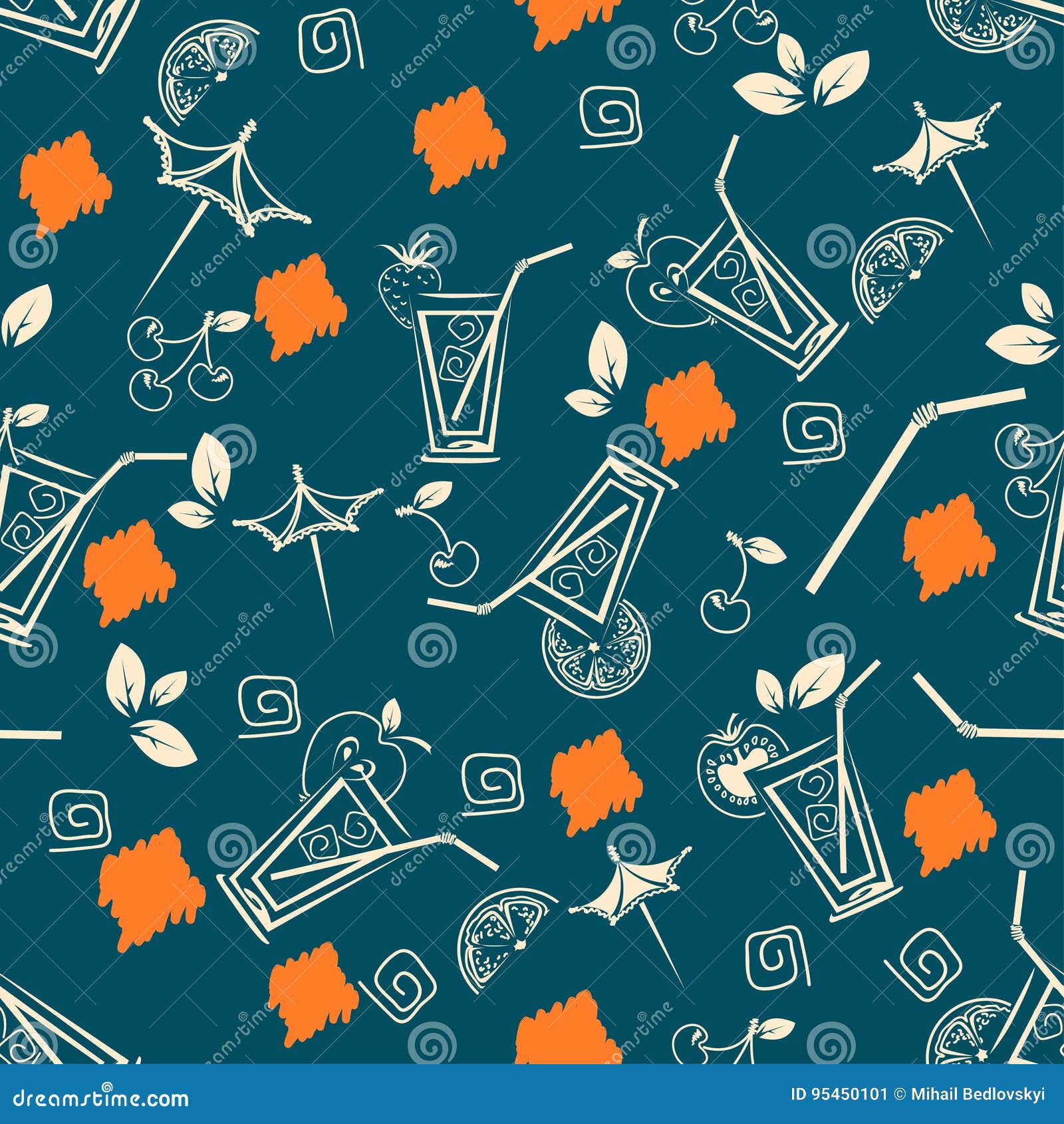 Cocktail pattern stock vector. Illustration of design - 95450101