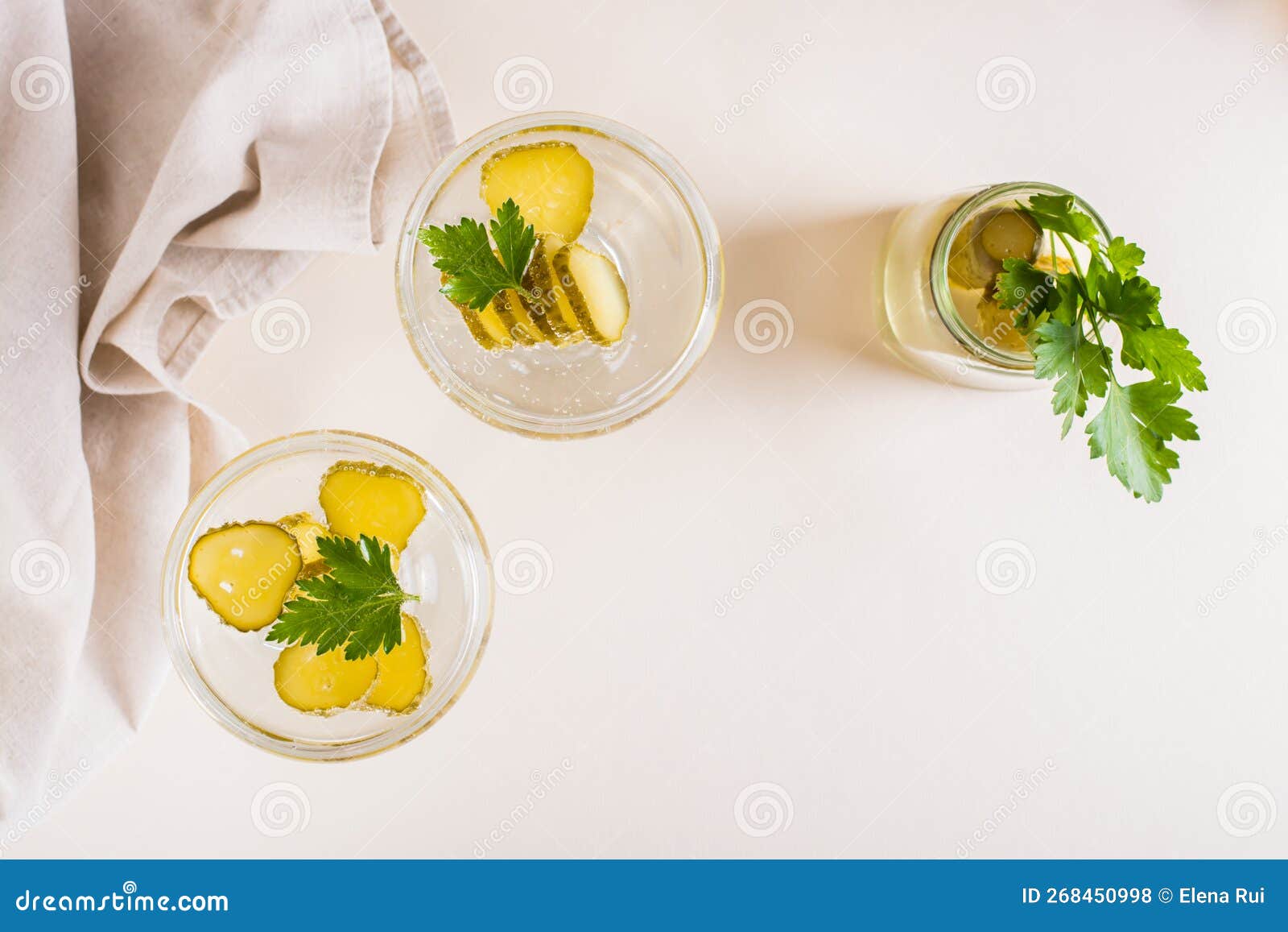 Cocktail with Pickles in Glasses on the Table. Homemade Drinks Stock ...
