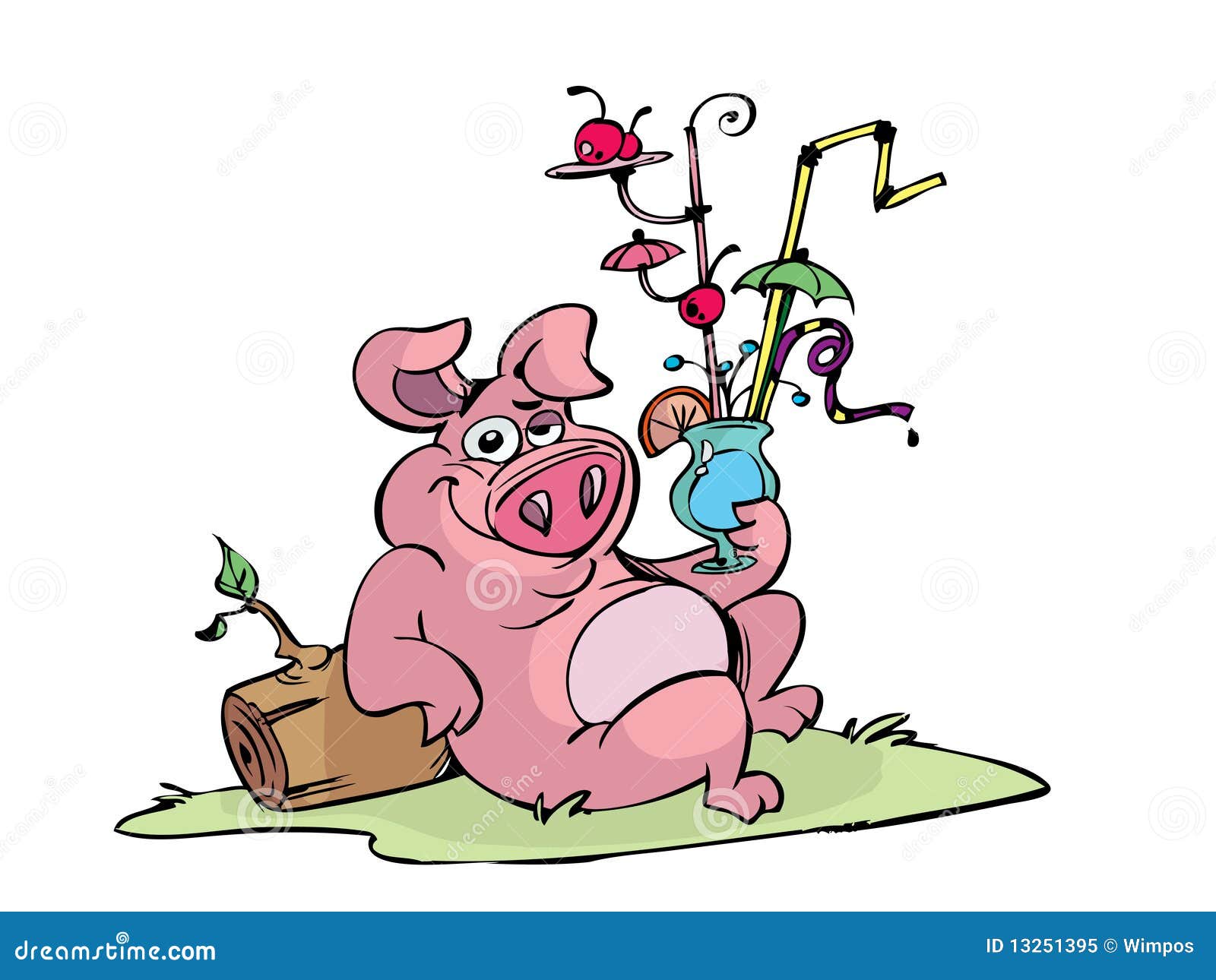 Cocktail pig stock illustration. Illustration of funny - 13251395