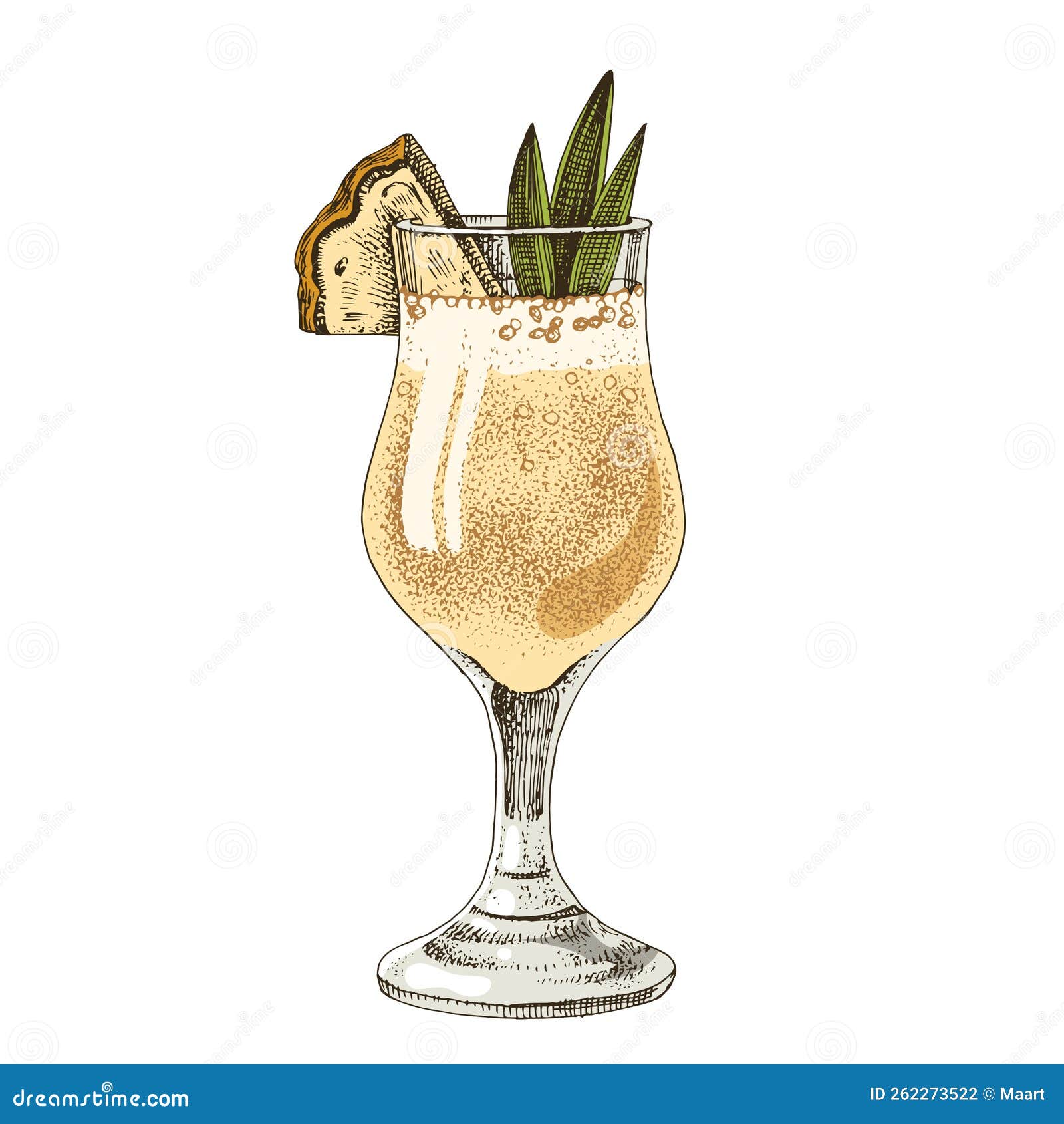 Illustration of a Pina Collada Cocktail Stock Vector - Illustration of ...