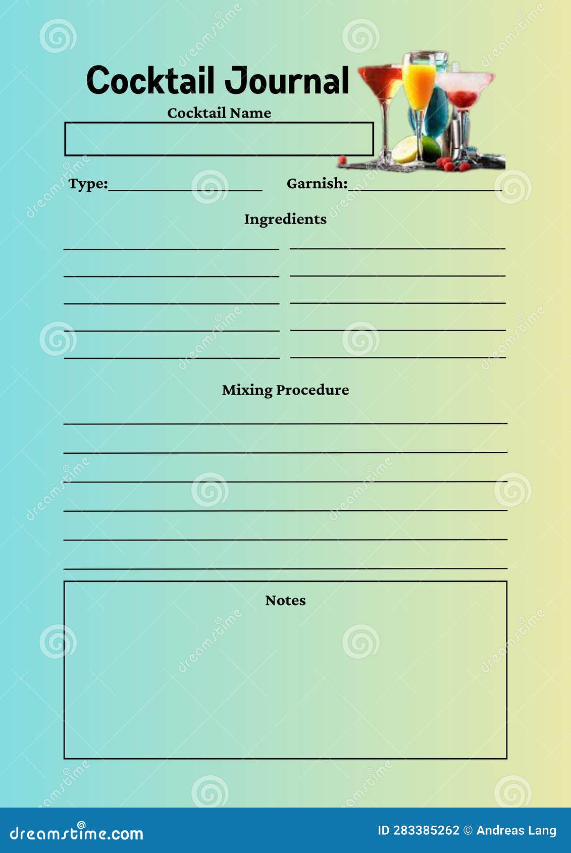 Cocktail Planner Digital Planning Insert Sheet Printable Page Template ...