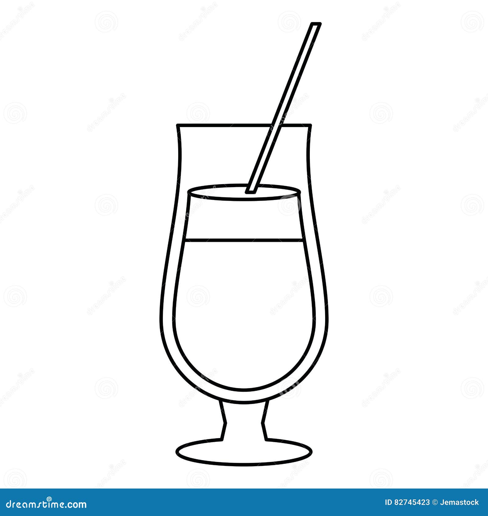 Cocktail Popular Alcohol Drink Straw Outline Stock Vector ...