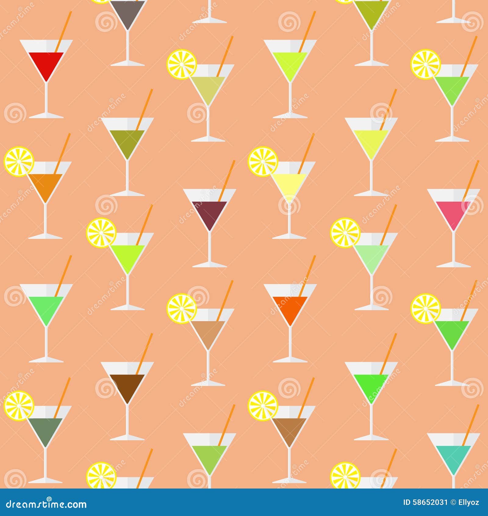 Cocktail Seamless Pattern Background Stock Vector - Illustration of ...
