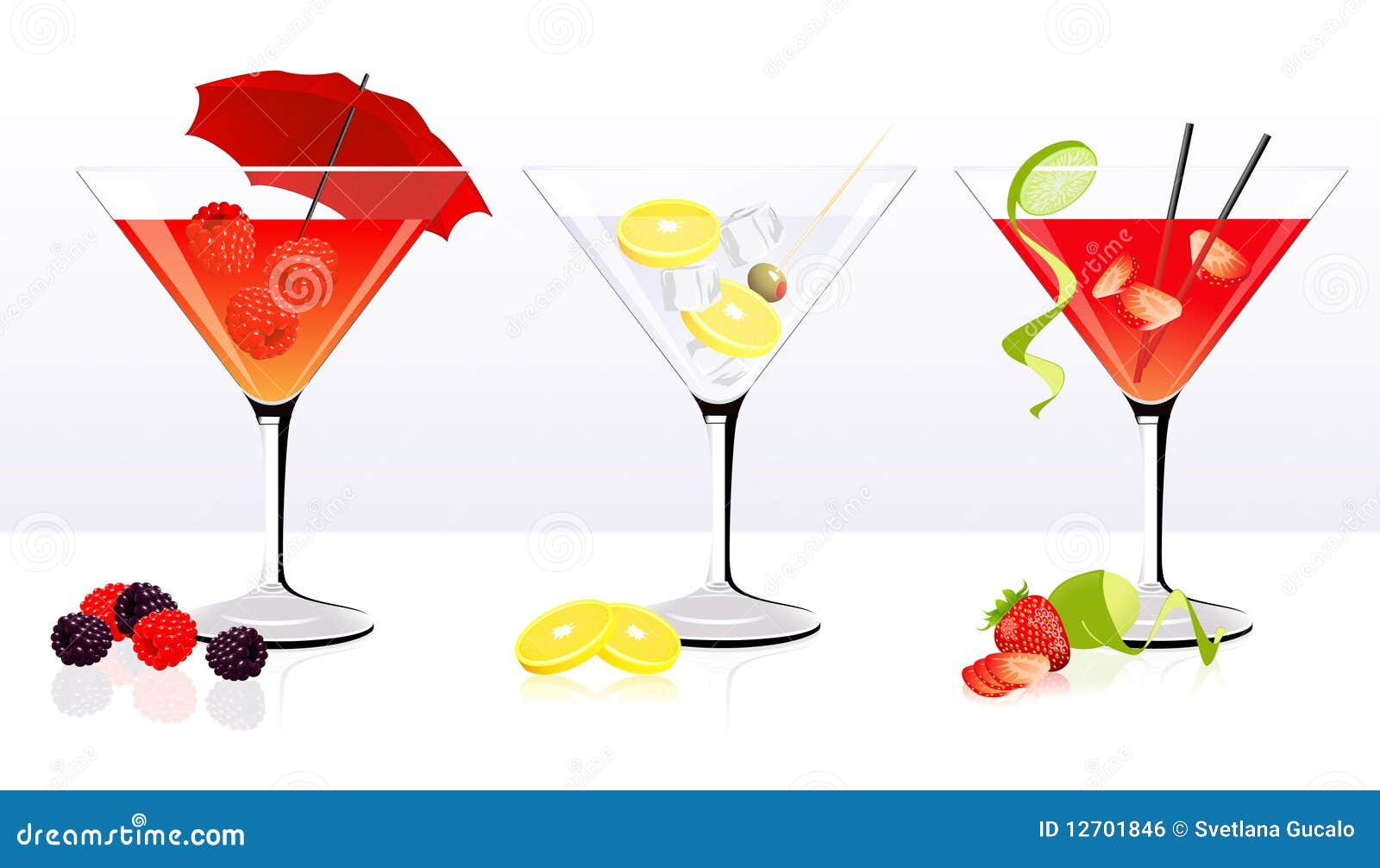 Cocktail set stock vector. Illustration of martini, grape - 12701846