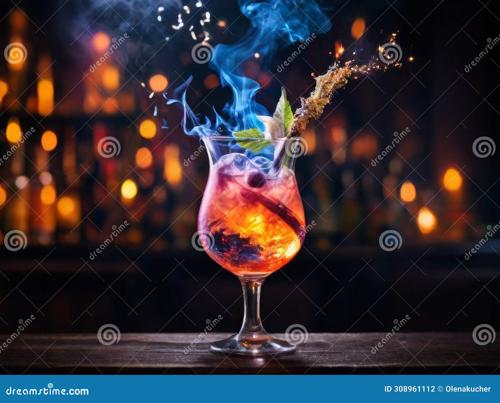 Cocktail with smoke stock photo. Image of liquid, entertainment - 308961112