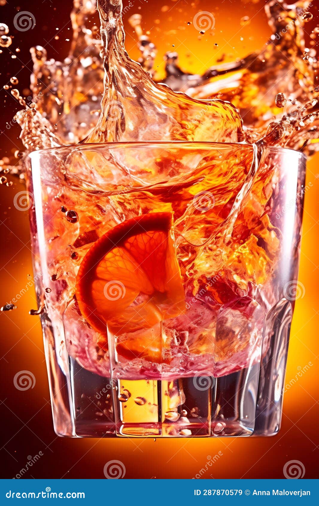 Cocktail Splashing on Orange Background Stock Illustration ...