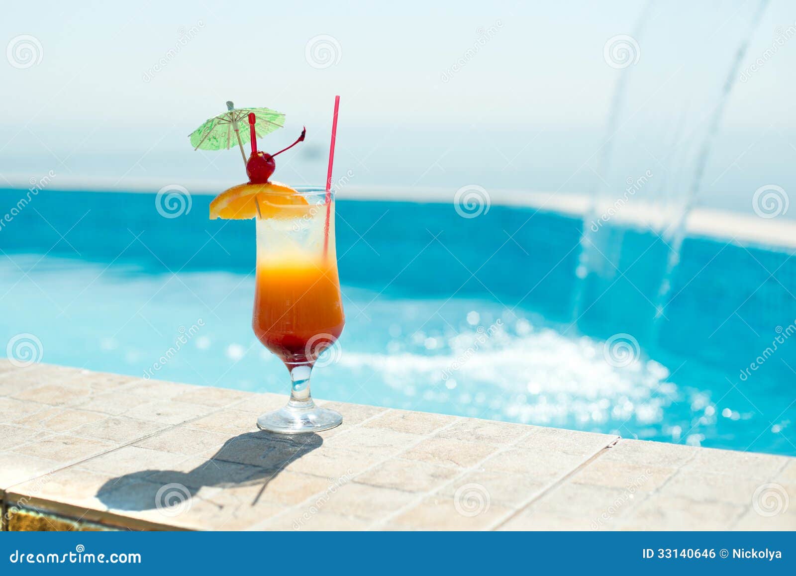 Cocktail in the Swimming Pool Stock Photo - Image of berry, island ...