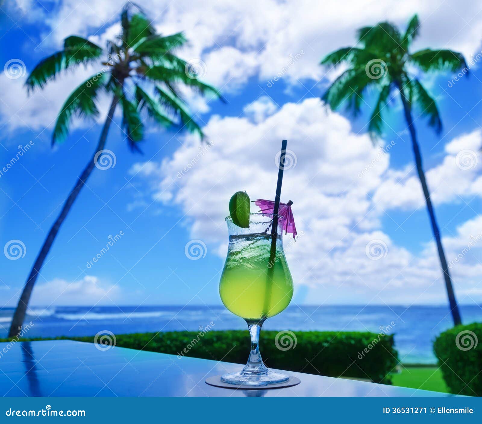 Cocktail on the Table by the Ocean Stock Image - Image of beveradge ...