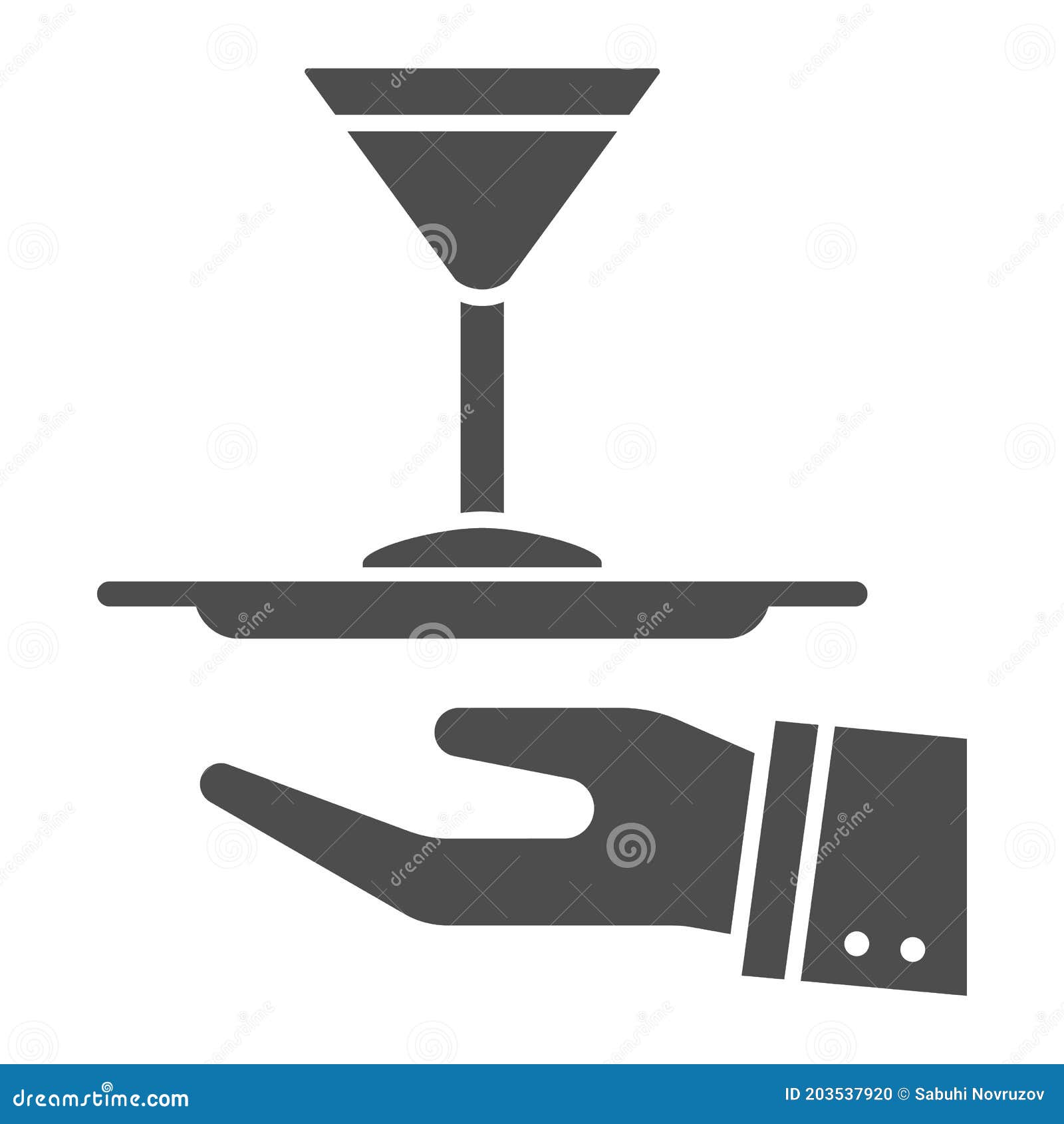 Cocktail On A Tray Solid Icon Bartenders Day Concept Serving Drink Sign On White Background