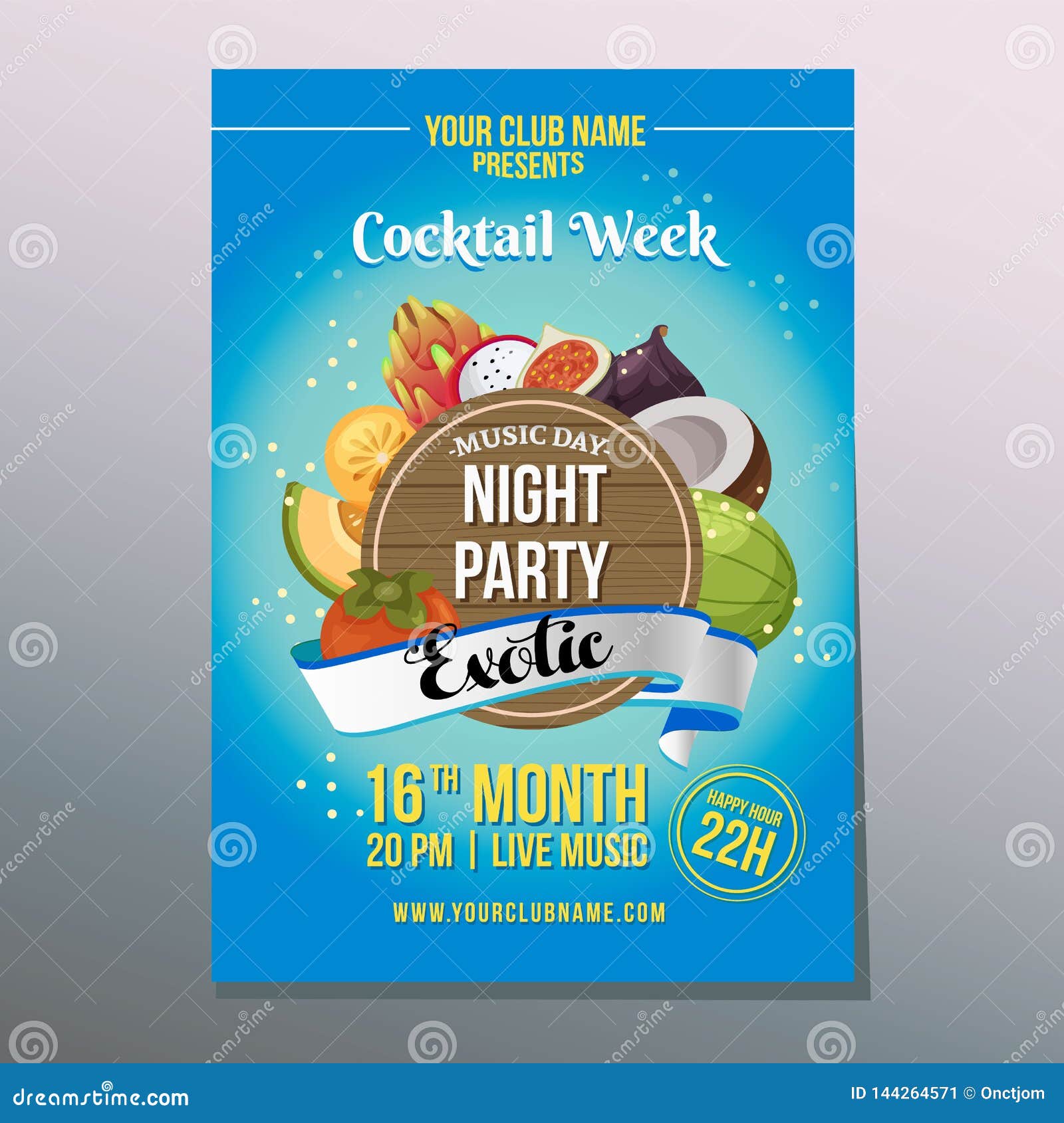 Cocktail Tropical Party Poster Exotic Fruit Stock Vector - Illustration ...