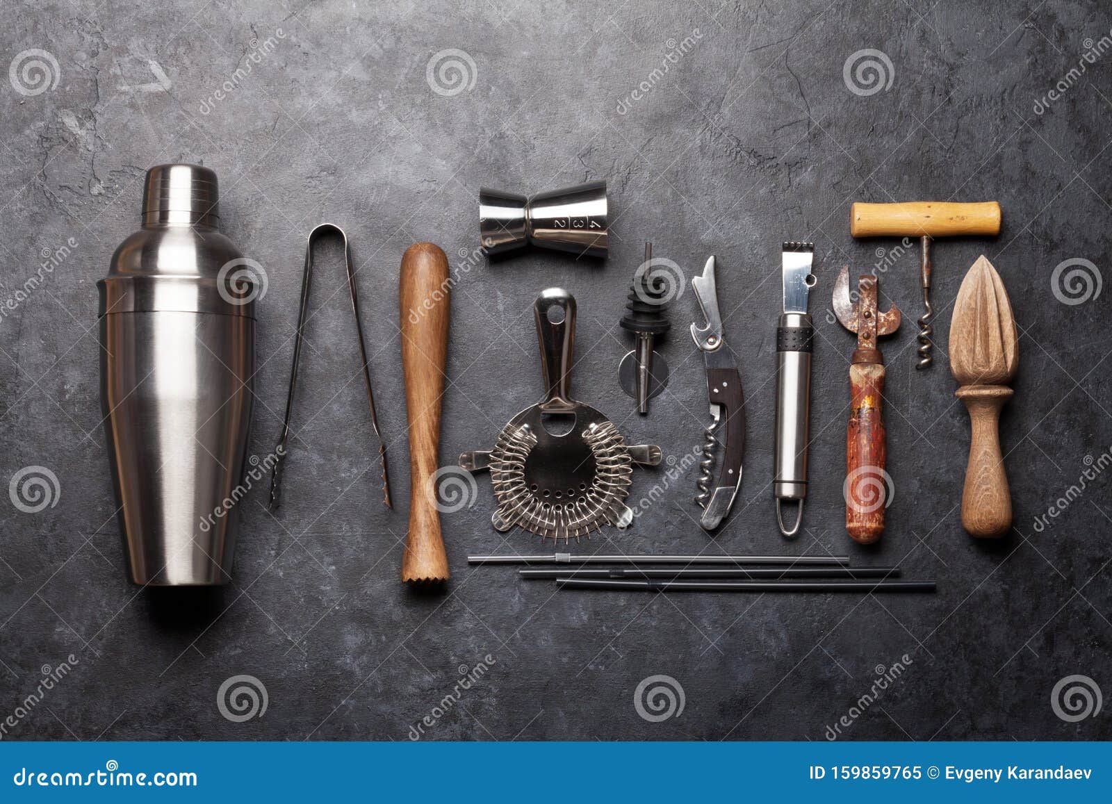 Cocktail Utensils. Set of Bar Tools Stock Image - Image of bartending ...