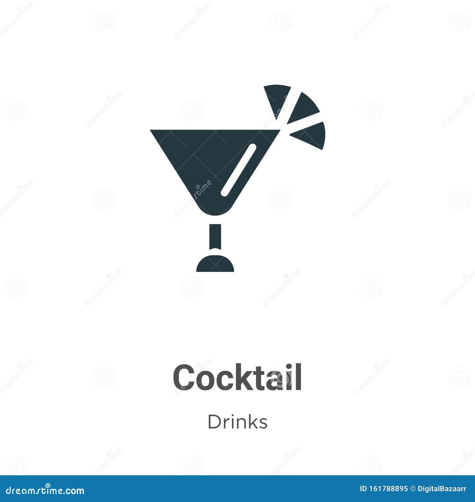 Cocktail Vector Icon on White Background. Flat Vector Cocktail Icon ...