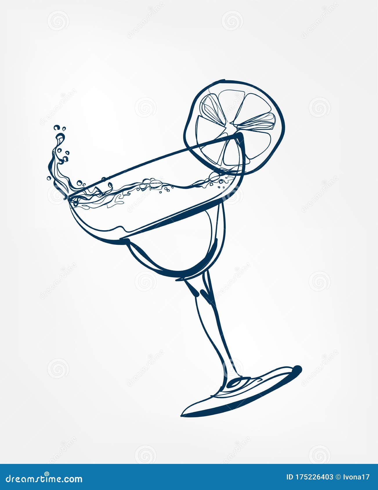 Cocktail Vector One Line Art Drink Isolated Sketch Stock Illustration ...
