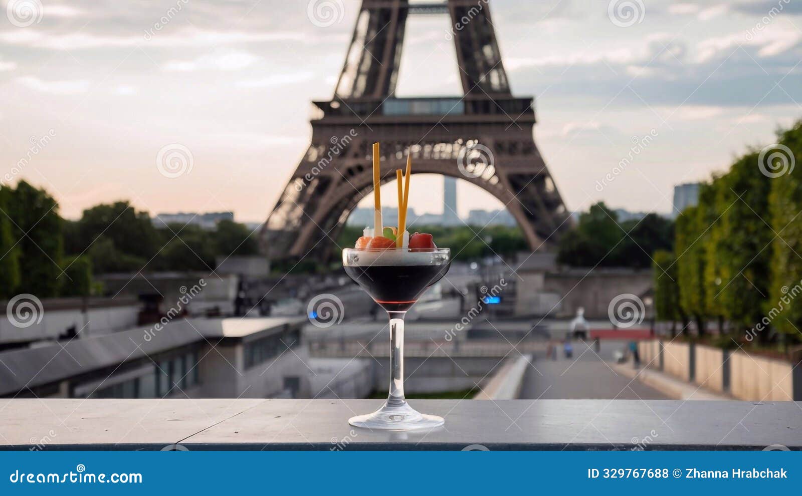 A Cocktail with a View of the Eiffel Tower Stock Illustration ...