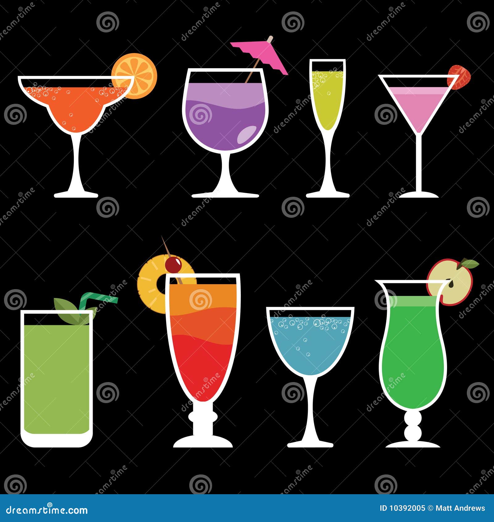 Cocktails stock vector. Illustration of wine, liquid - 10392005