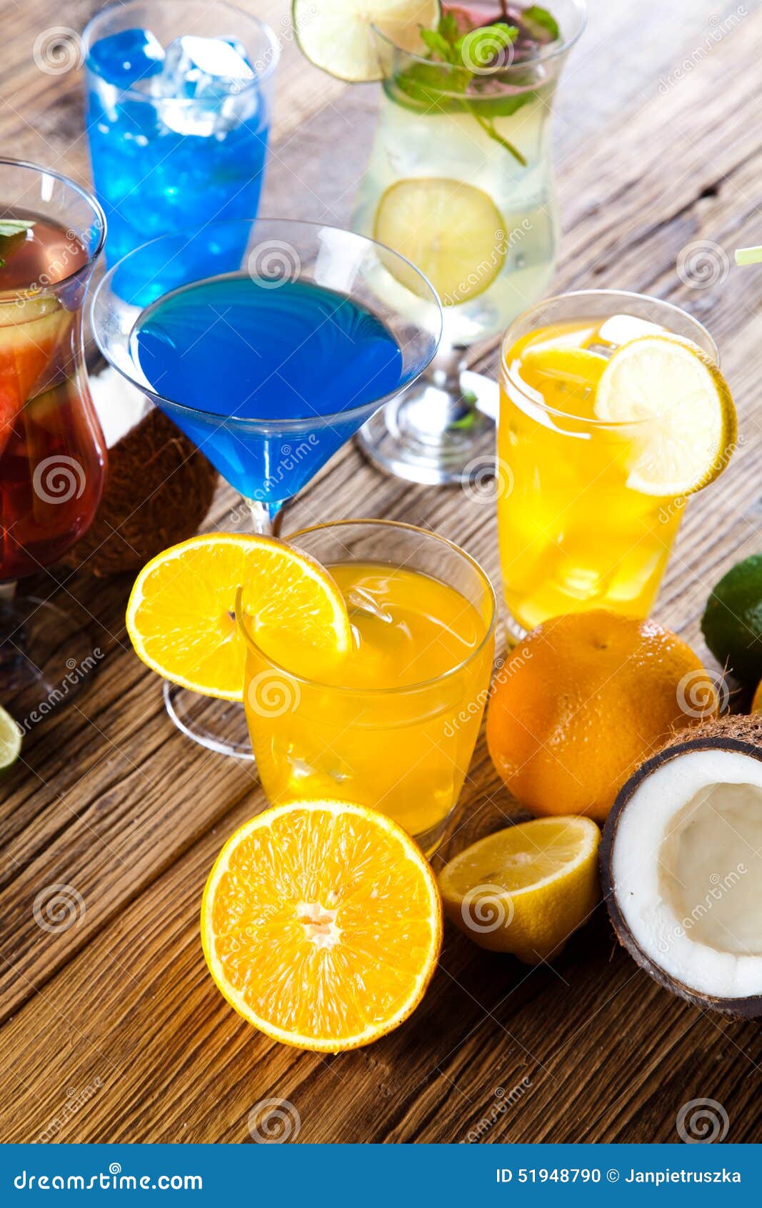 Cocktails, Alcohol Drinks with Fruits Stock Photo - Image of alcoholic ...