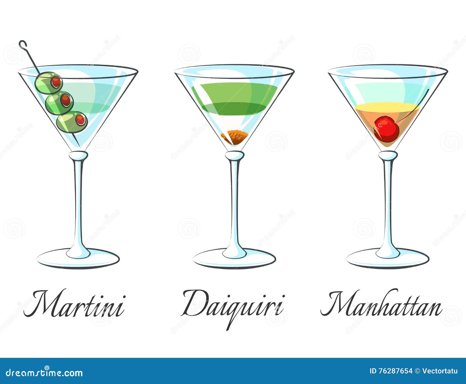 Cocktails Alcooliques Populaires Illustration de Vecteur - Illustration ...