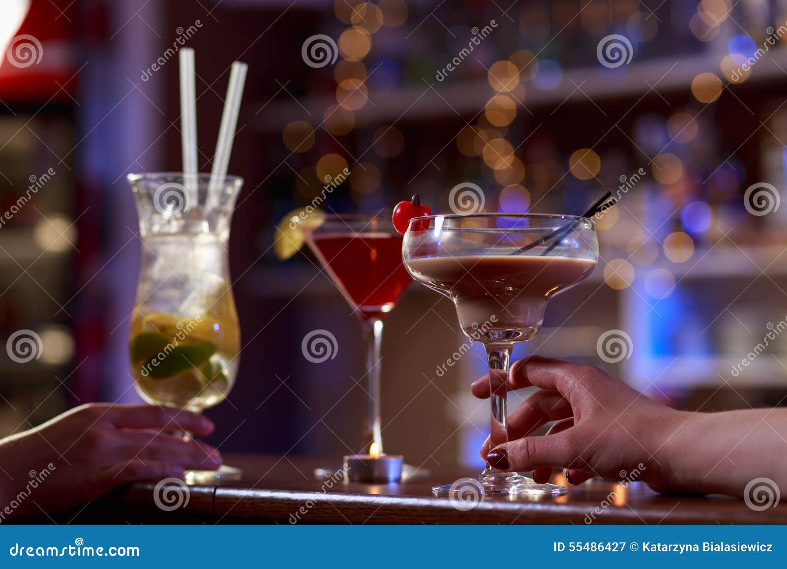 Cocktails on the Bar Counter Stock Image - Image of glass, counter ...