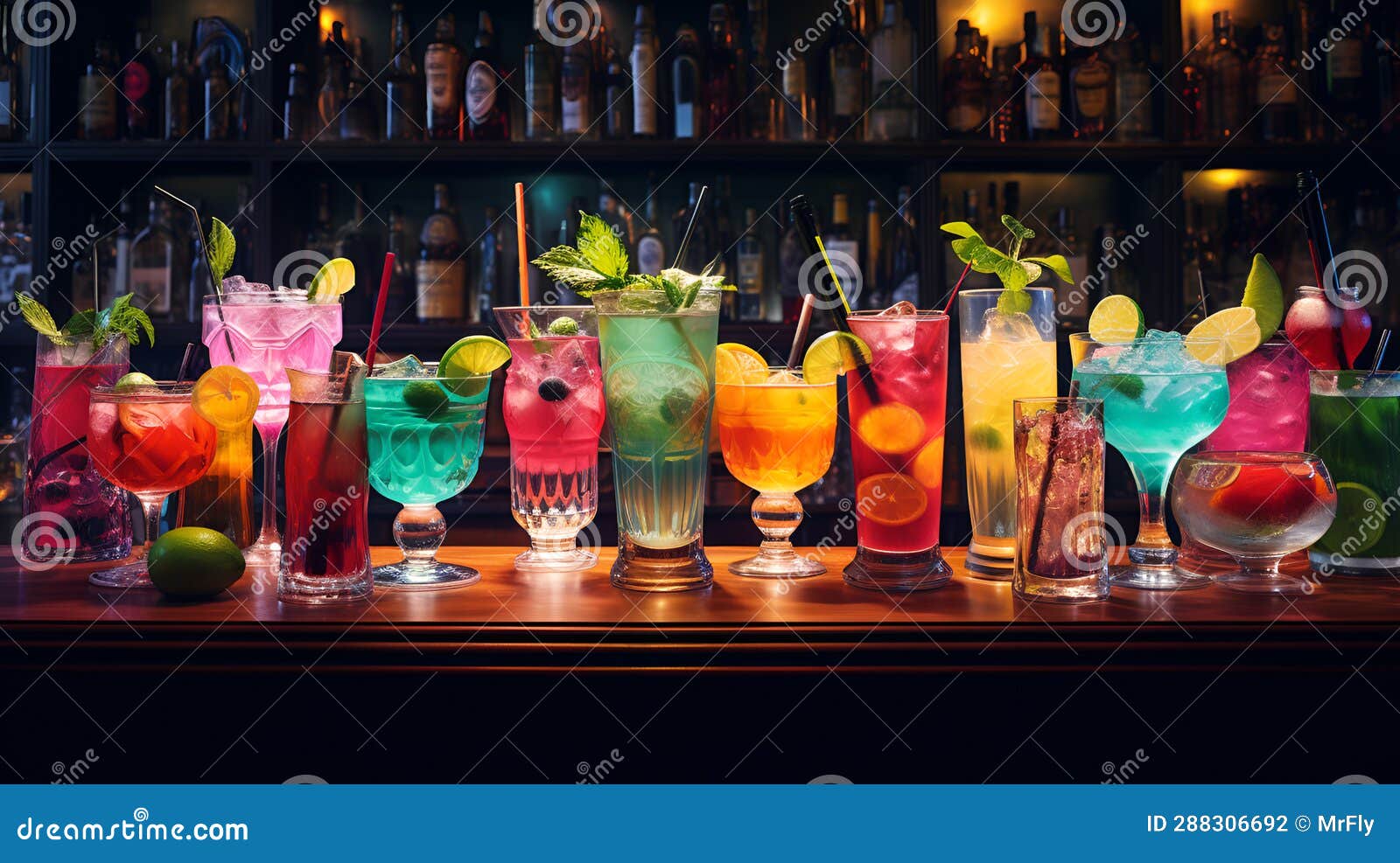 Cocktails at the Bar, Night Out, Cold Refreshing Colourful Drinks Stock ...