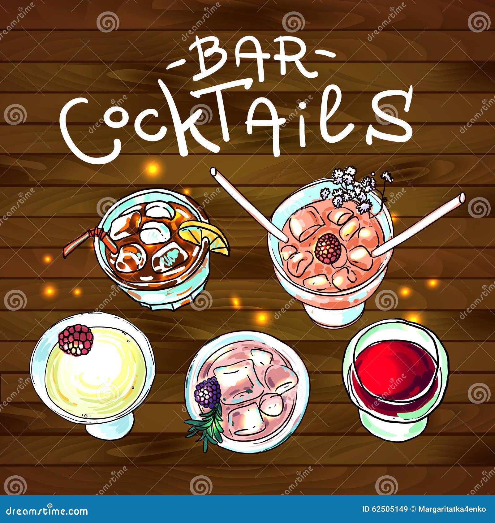 Cocktails bar top view stock vector. Illustration of collection - 62505149