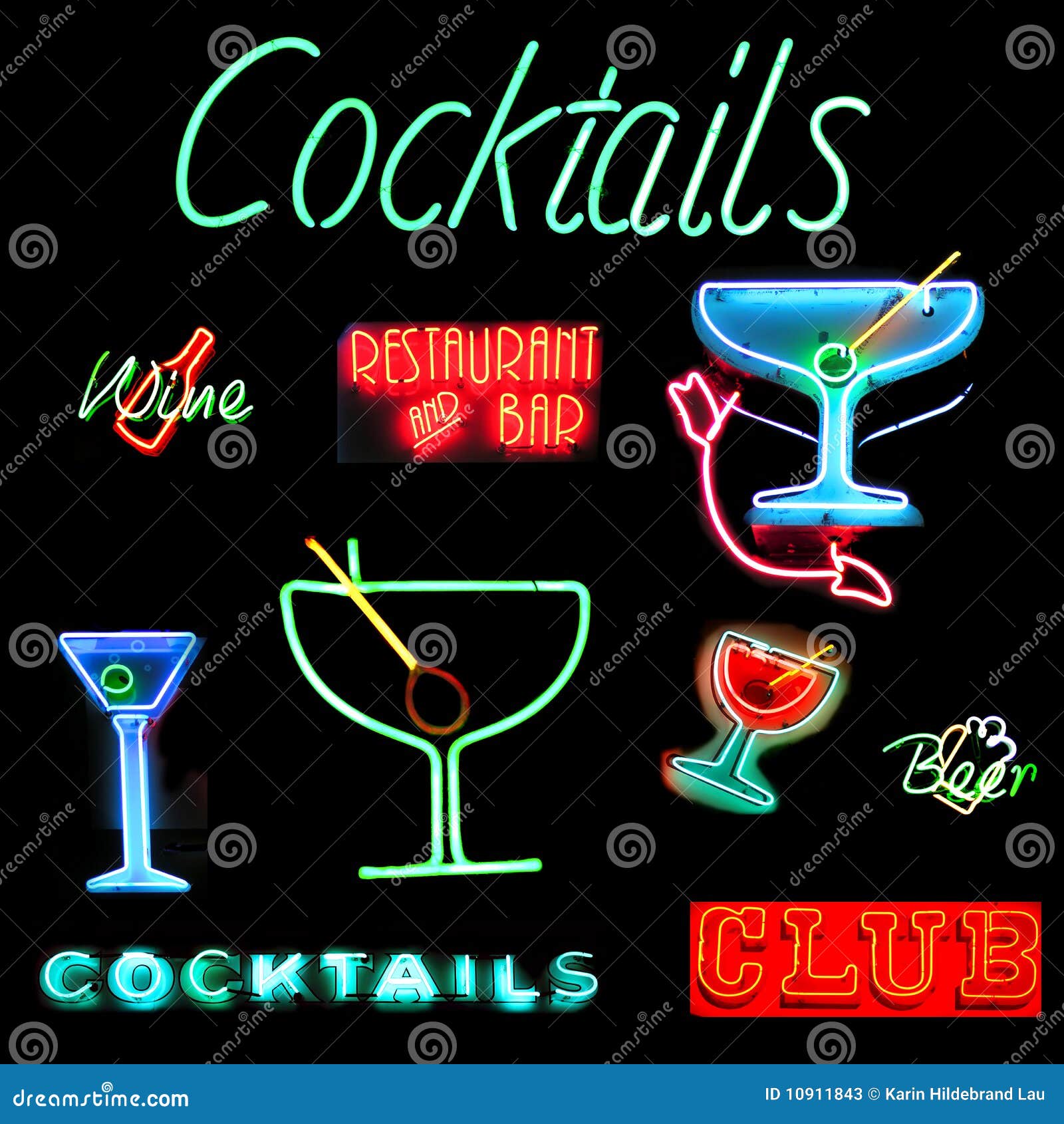 Cocktails Collage Neon Sign Stock Image - Image of brewery, isolated ...