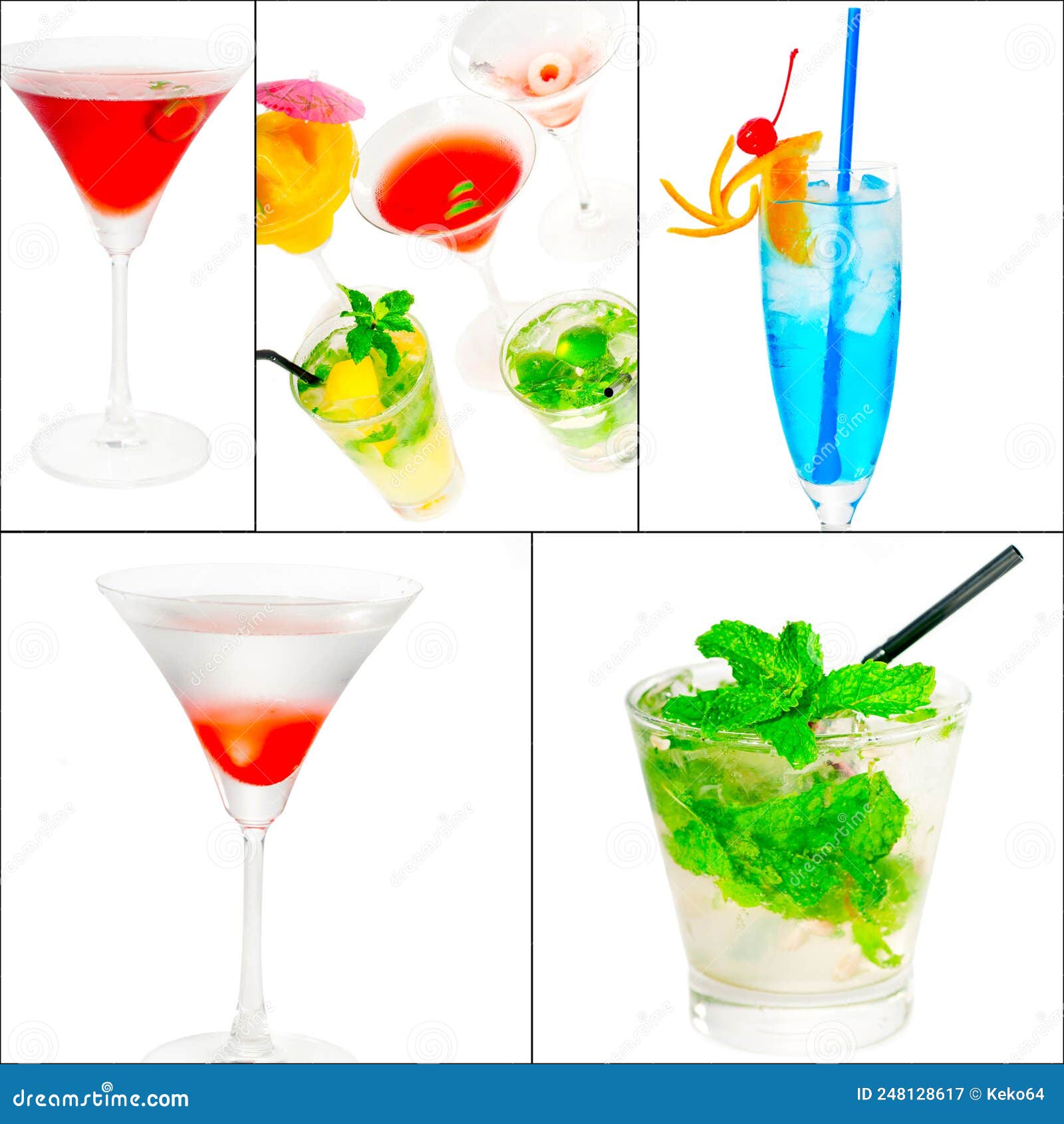 Cocktails collage stock image. Image of lime, liquor - 248128617