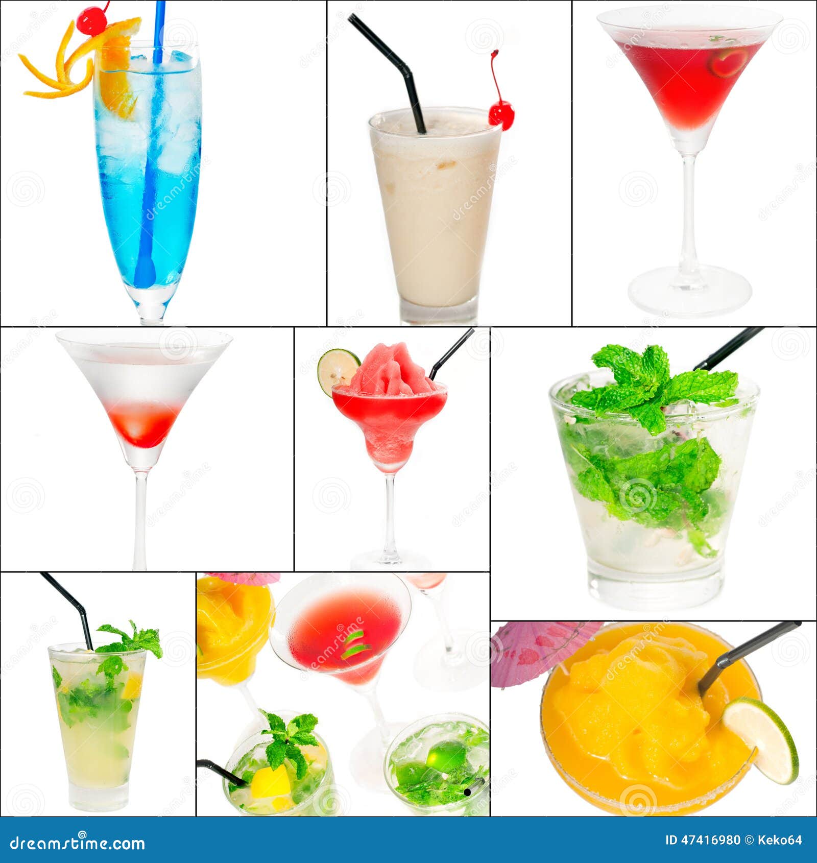 Cocktails collage stock photo. Image of closeup, alcoholic - 47416980