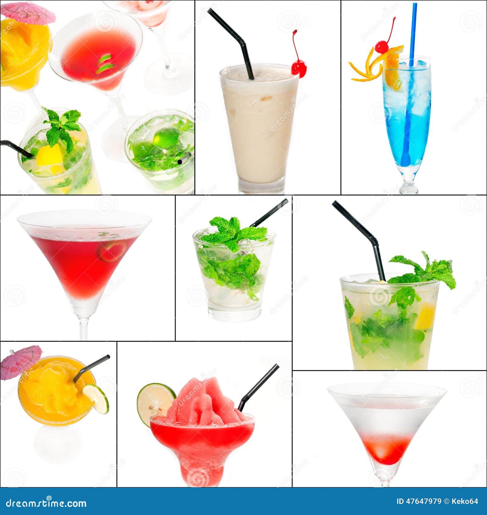 Cocktails collage stock image. Image of fruit, drink - 47647979