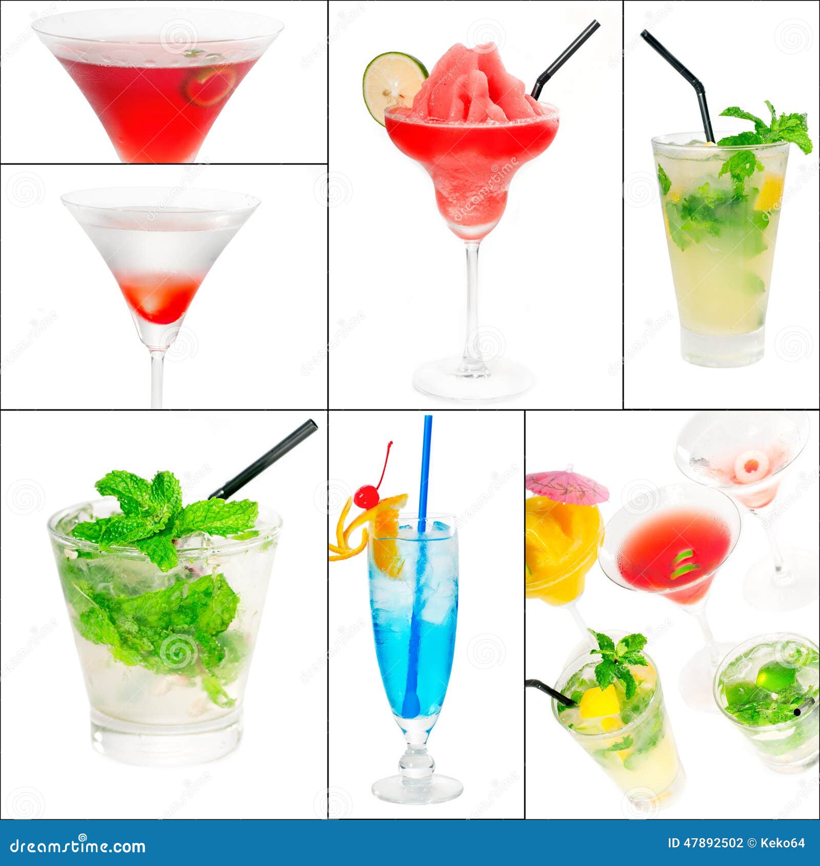 Cocktails collage stock photo. Image of martini, glass - 47892502