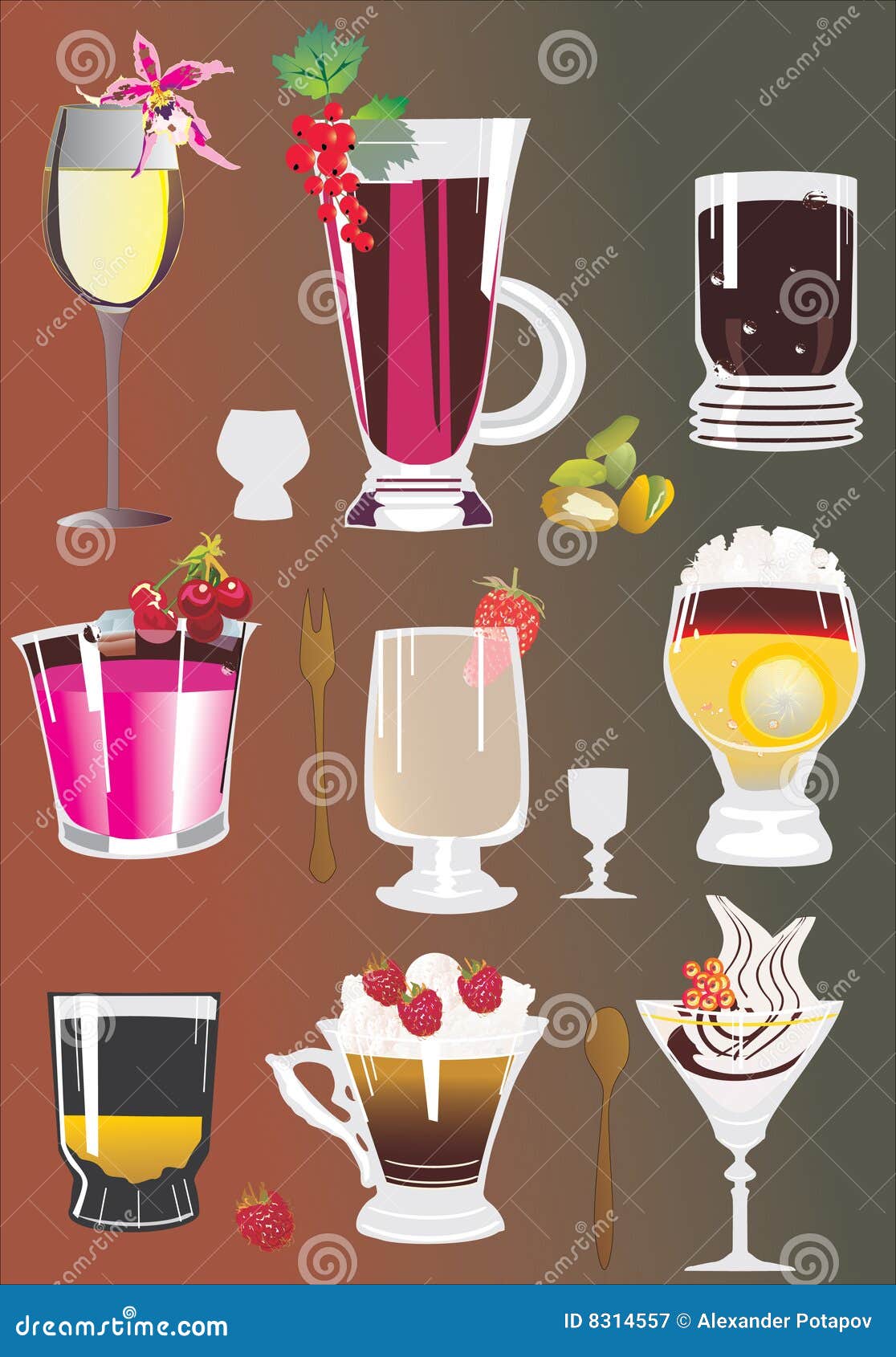 Cocktails collection stock illustration. Illustration of design - 8314557