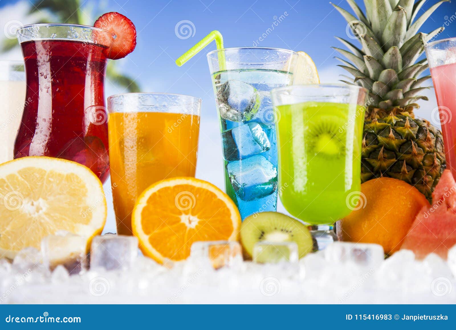 Exotic summer drinks stock image. Image of cool, reflection - 115416983