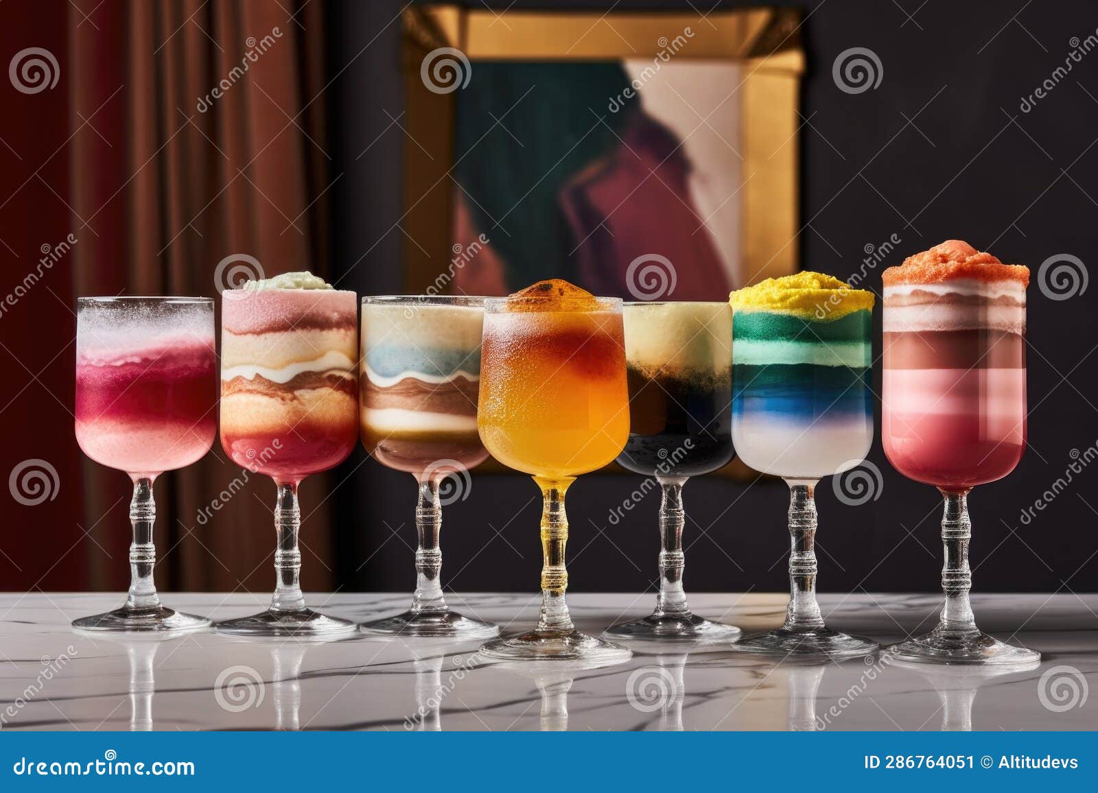 Cocktails Lined Up, Showing Different Colors and Layers Stock ...