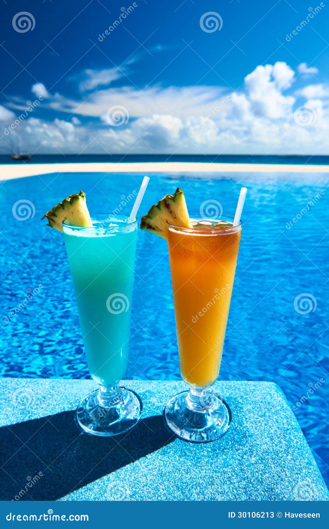 Cocktails Near Swimming Pool Stock Image - Image of exotic, drink: 30106213