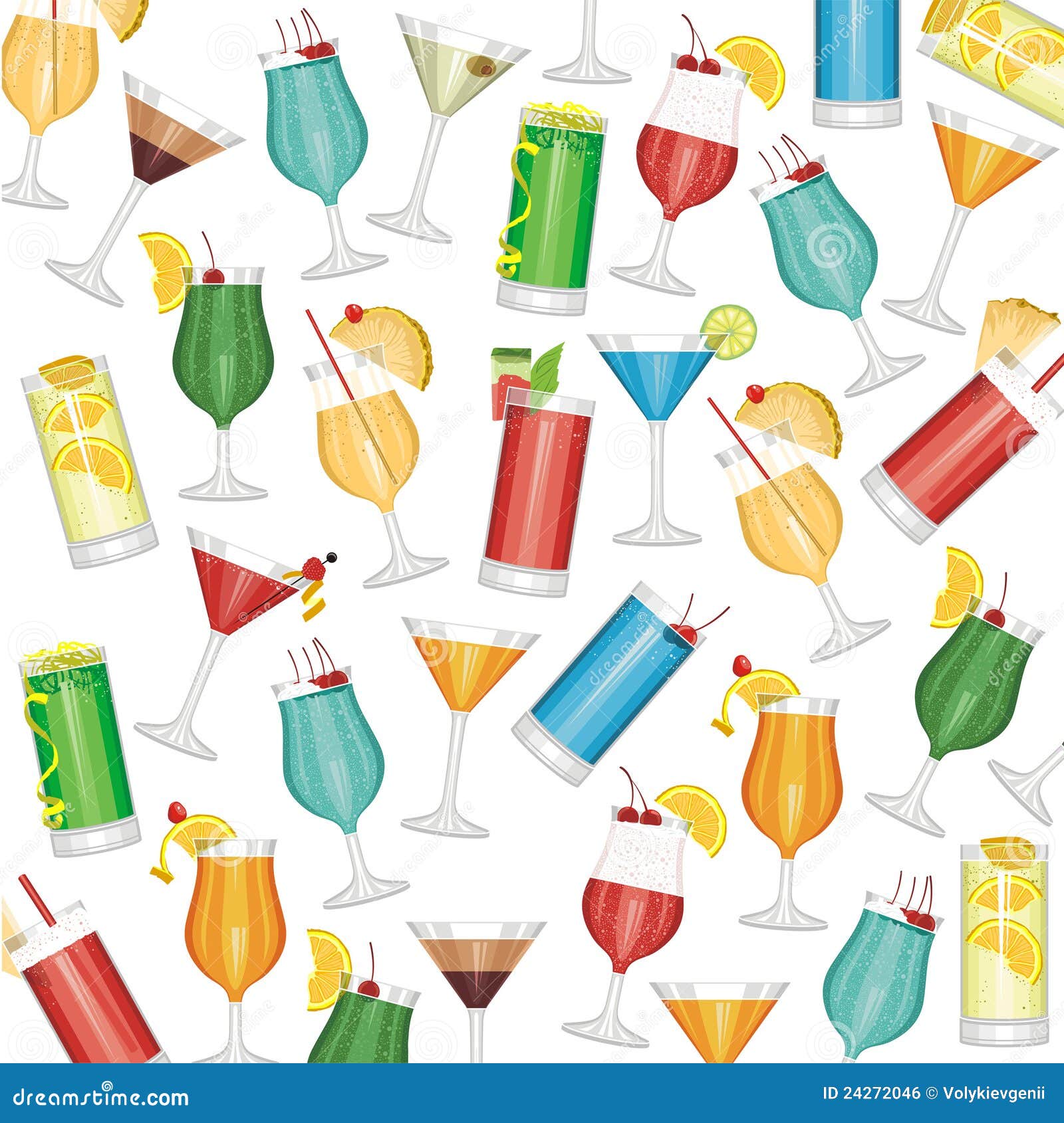 Cocktails seamless pattern stock vector. Illustration of white - 24272046