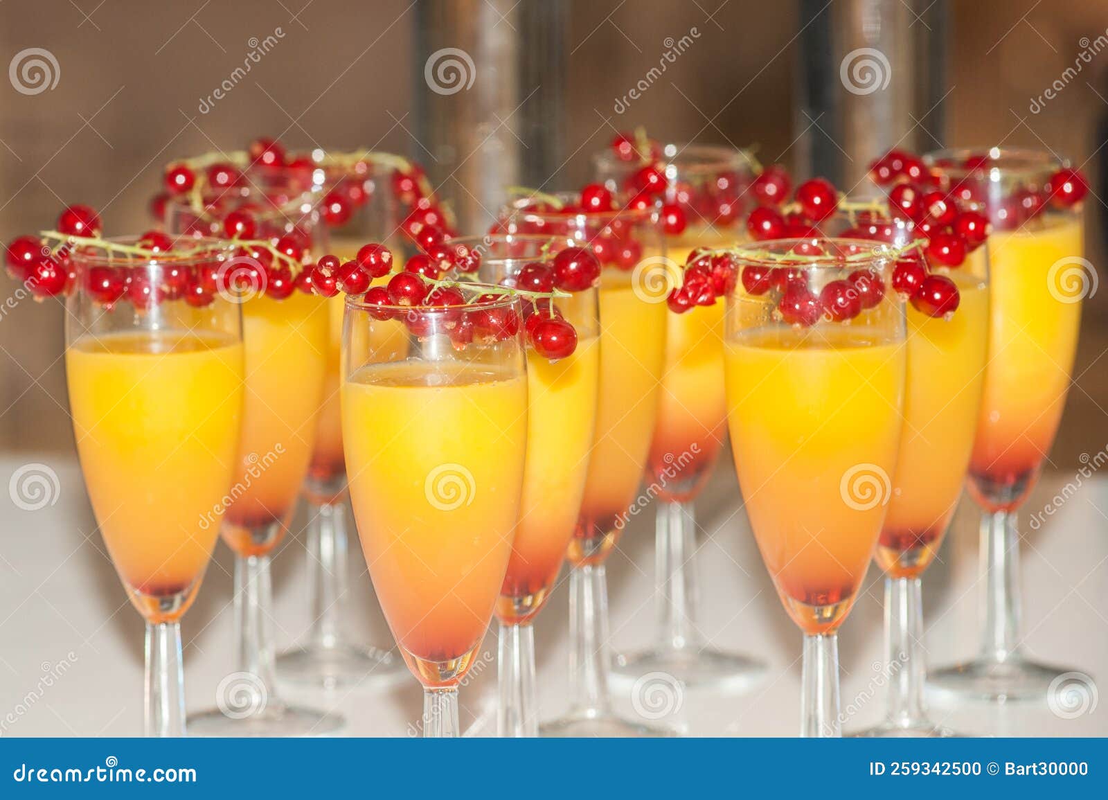 Cocktails on a shiny table stock photo. Image of liquid - 259342500