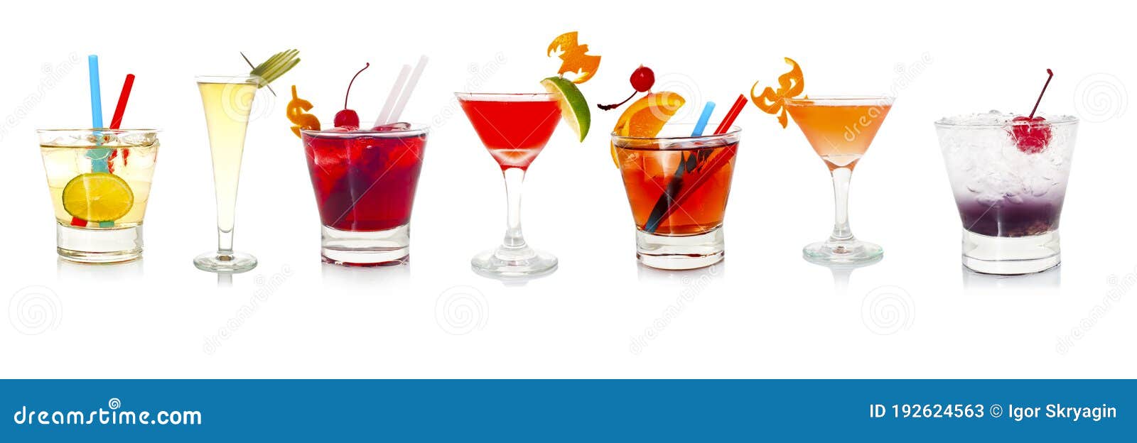 Cocktails on White Background Stock Image - Image of cocktail, beverage ...
