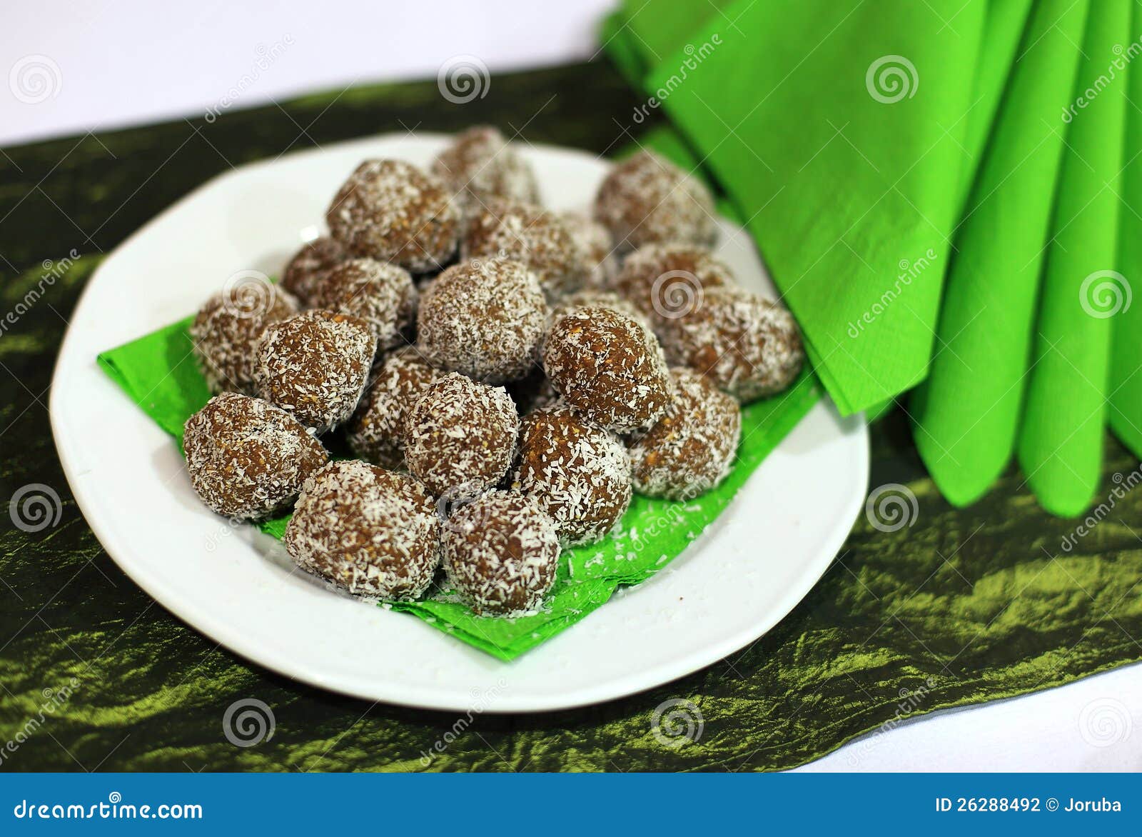 Coco balls stock photo. Image of bonbon, napkin, coconut - 26288492