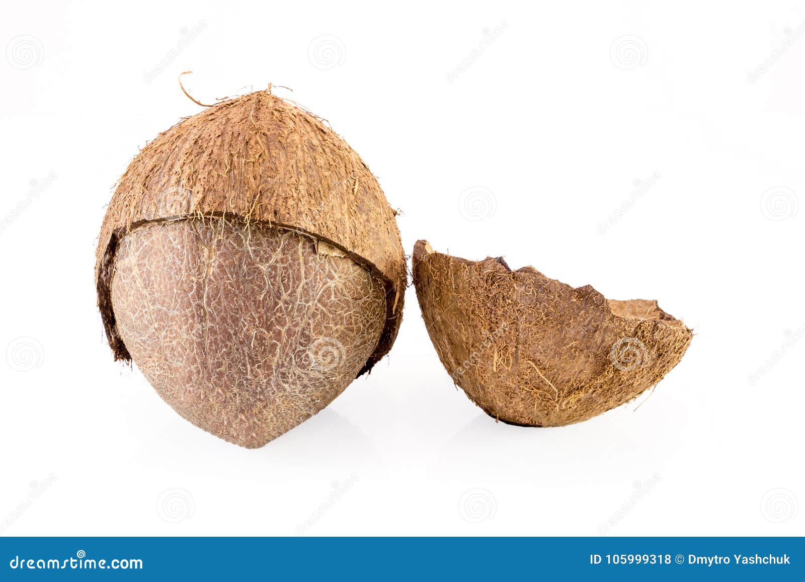 Coco Con Mitad En El Fondo Blanco Foto de archivo - Imagen de hoja ...