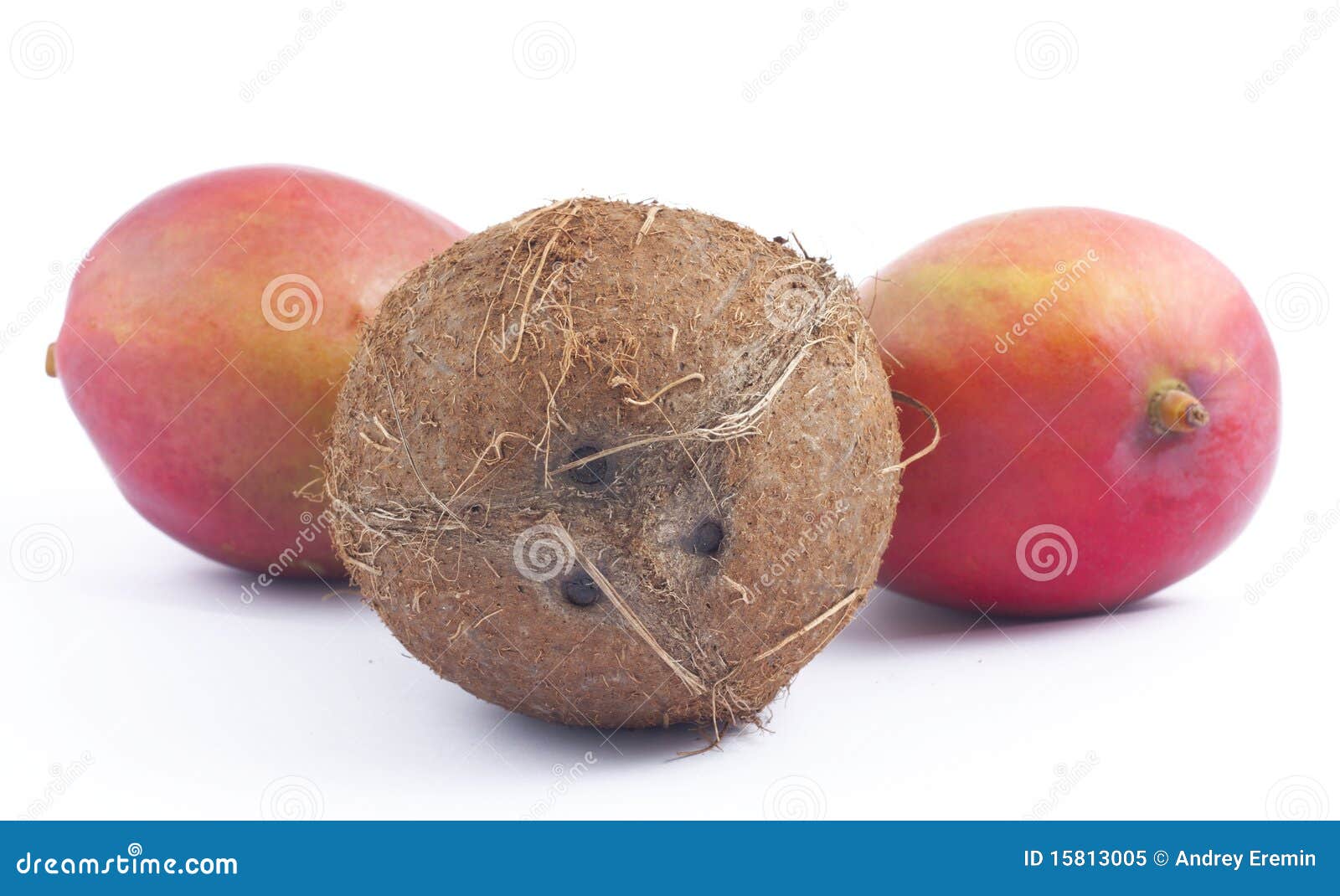 Coco E Duas Manga No Fundo Branco Imagem de Stock - Imagem de tropical ...
