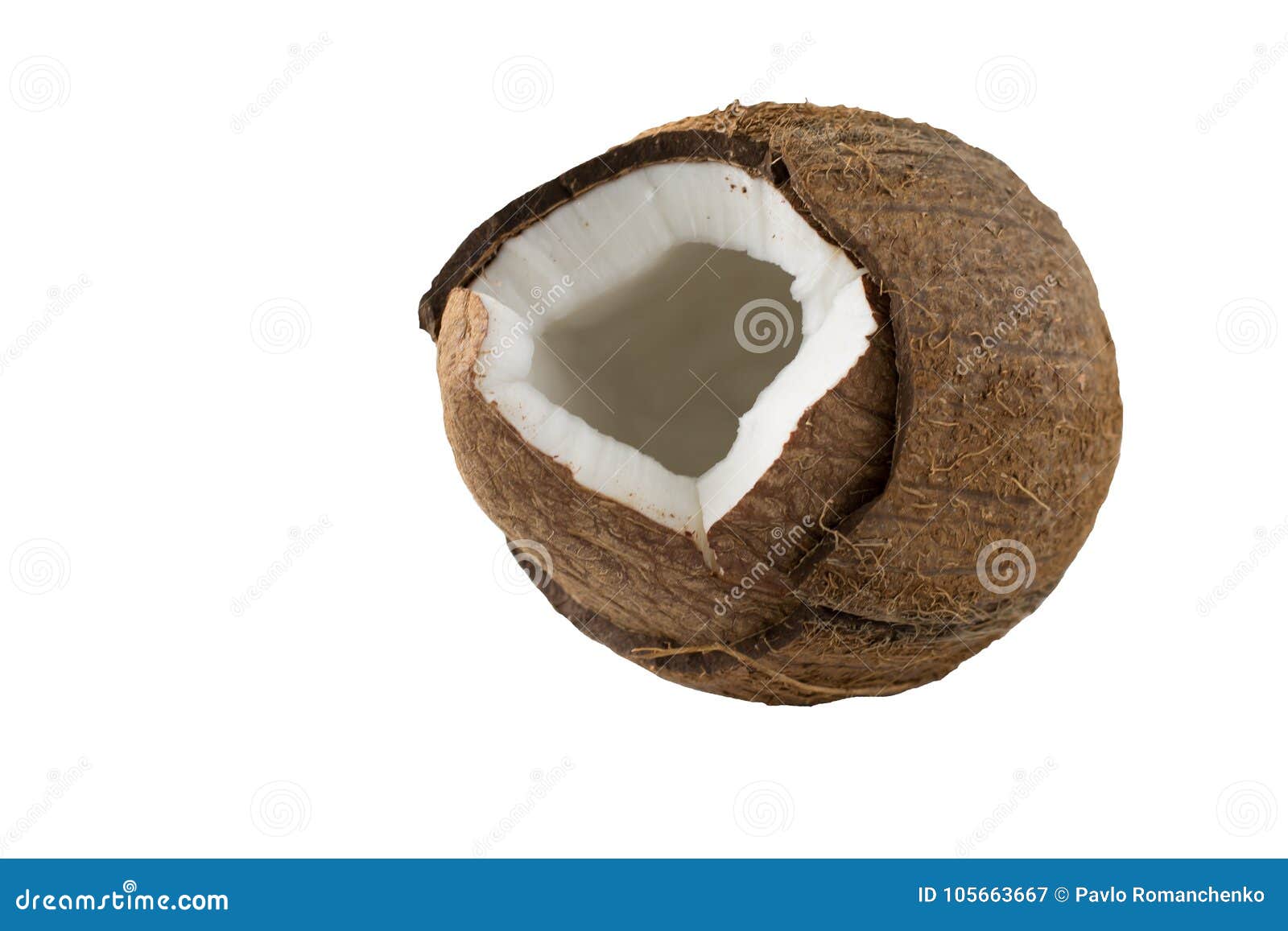 Coco Rachado Isolado No Fundo Branco Imagem de Stock - Imagem de palma ...