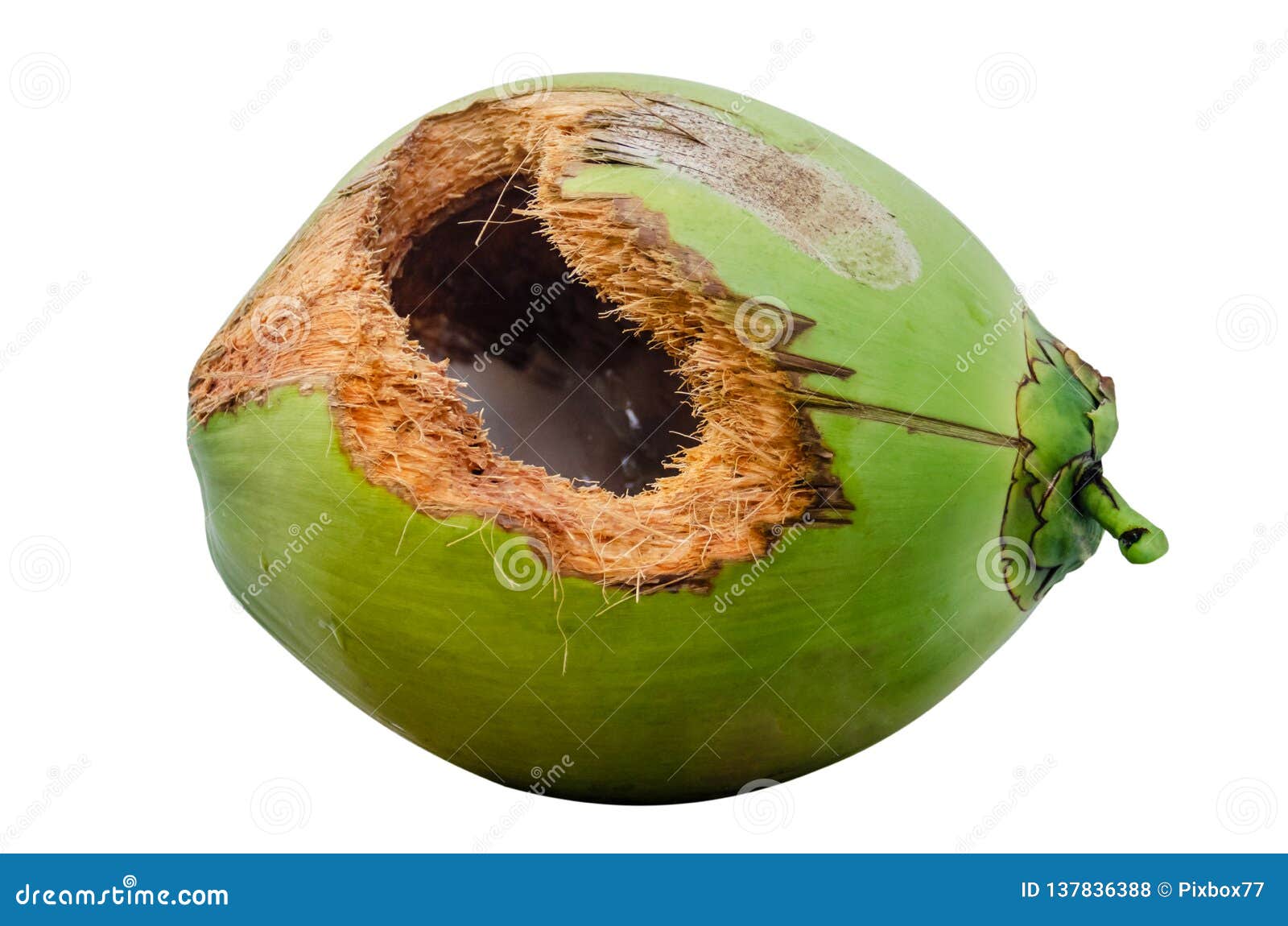 Coco Verde Com Furo Na Tabela Foto de Stock - Imagem de tropical, fome ...