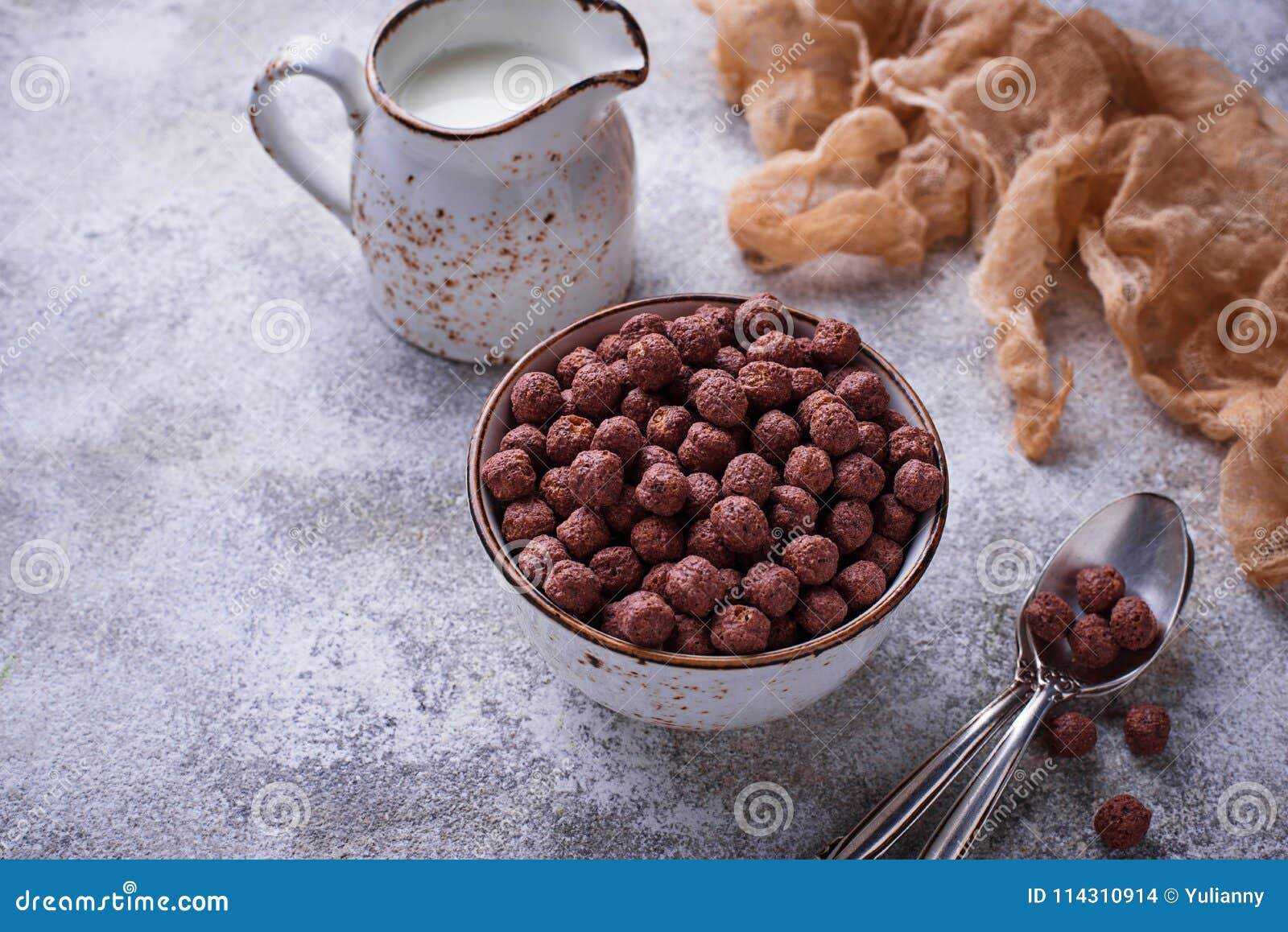 Cocoa Balls Corn Flakes for Breakfast Stock Photo - Image of pops ...