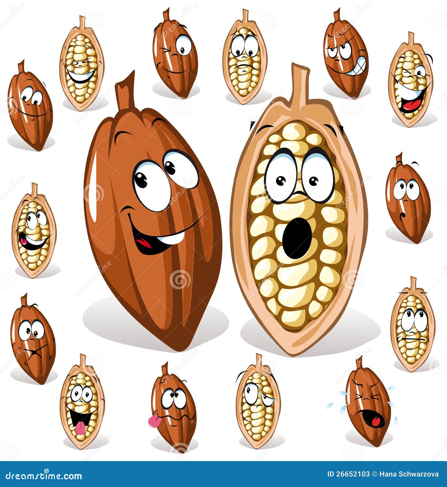 Cocoa bean cartoon stock vector. Illustration of leaf - 26652103