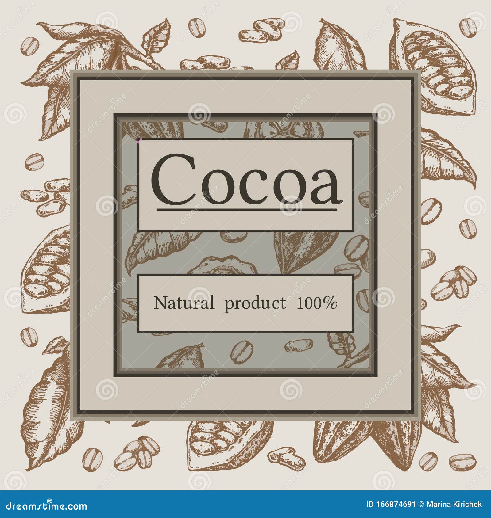 Cocoa Bean Tree Design Template. Engraved Style Illustration. Chocolate ...