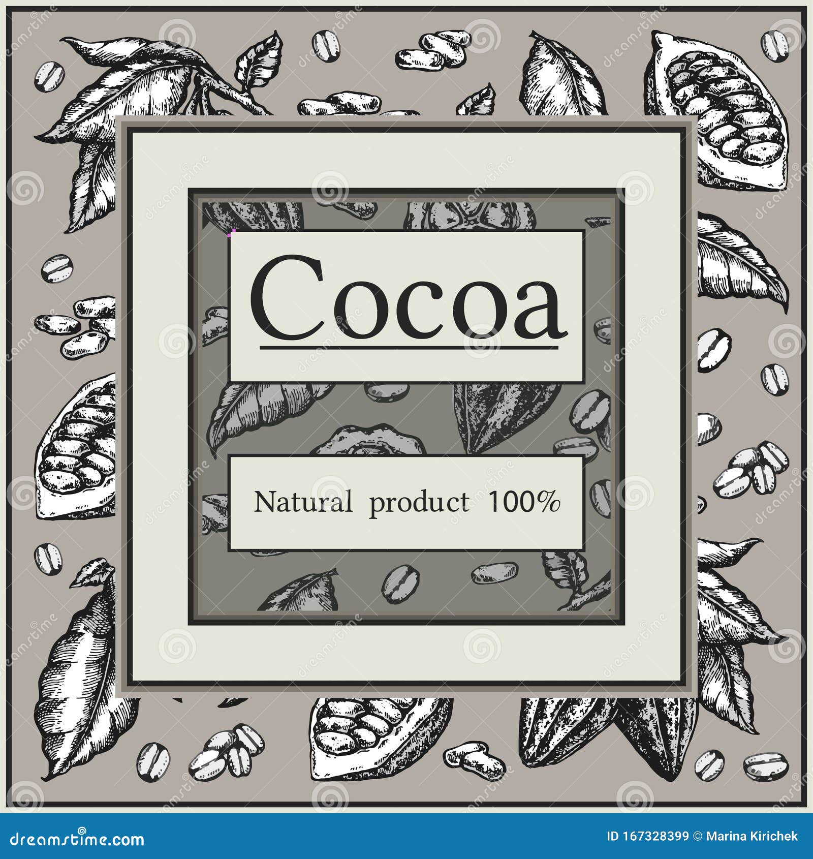 Cocoa Bean Tree Design Template. Engraved Style Illustration. Chocolate ...