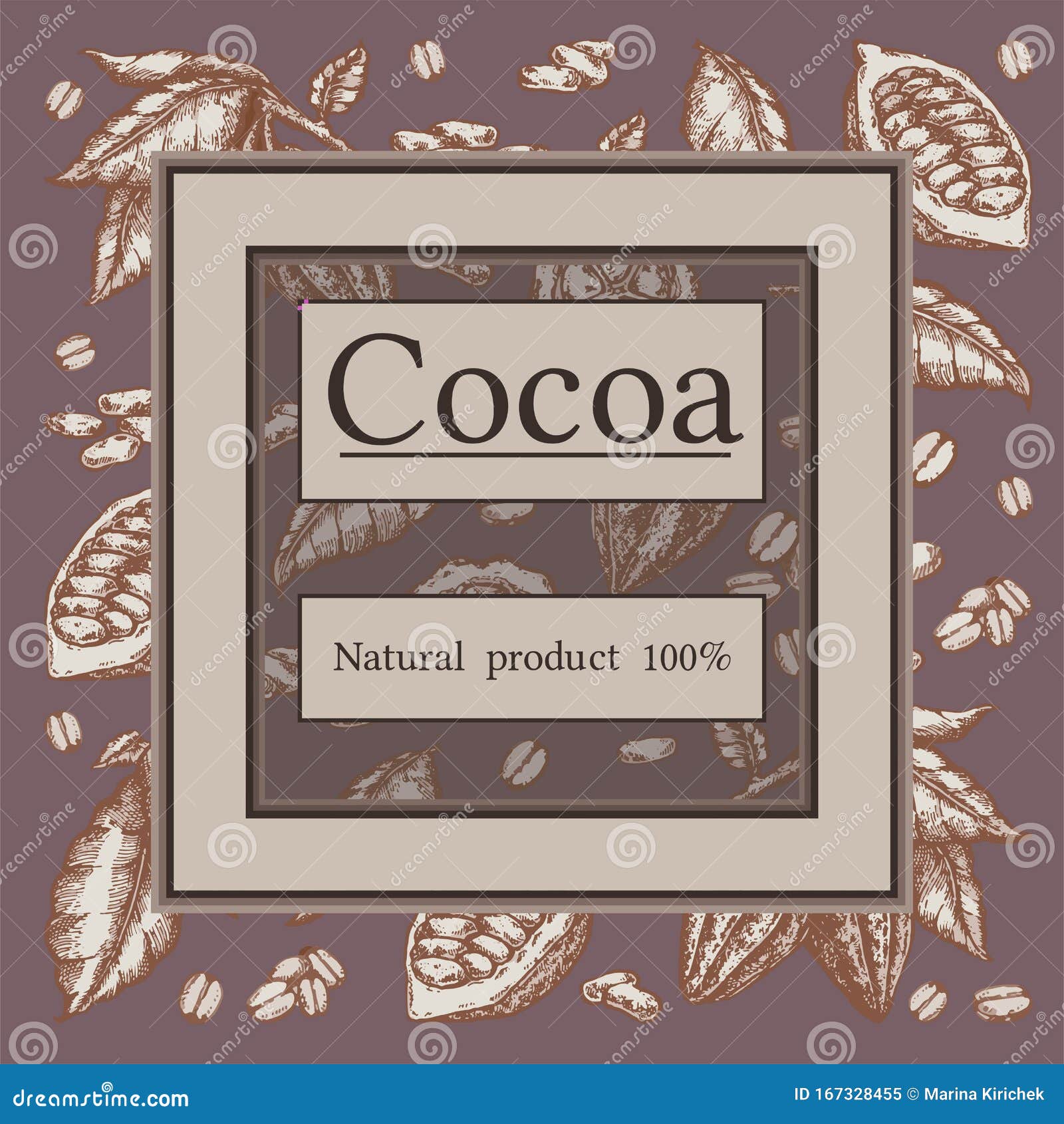 Cocoa Bean Tree Design Template. Engraved Style Illustration. Chocolate ...