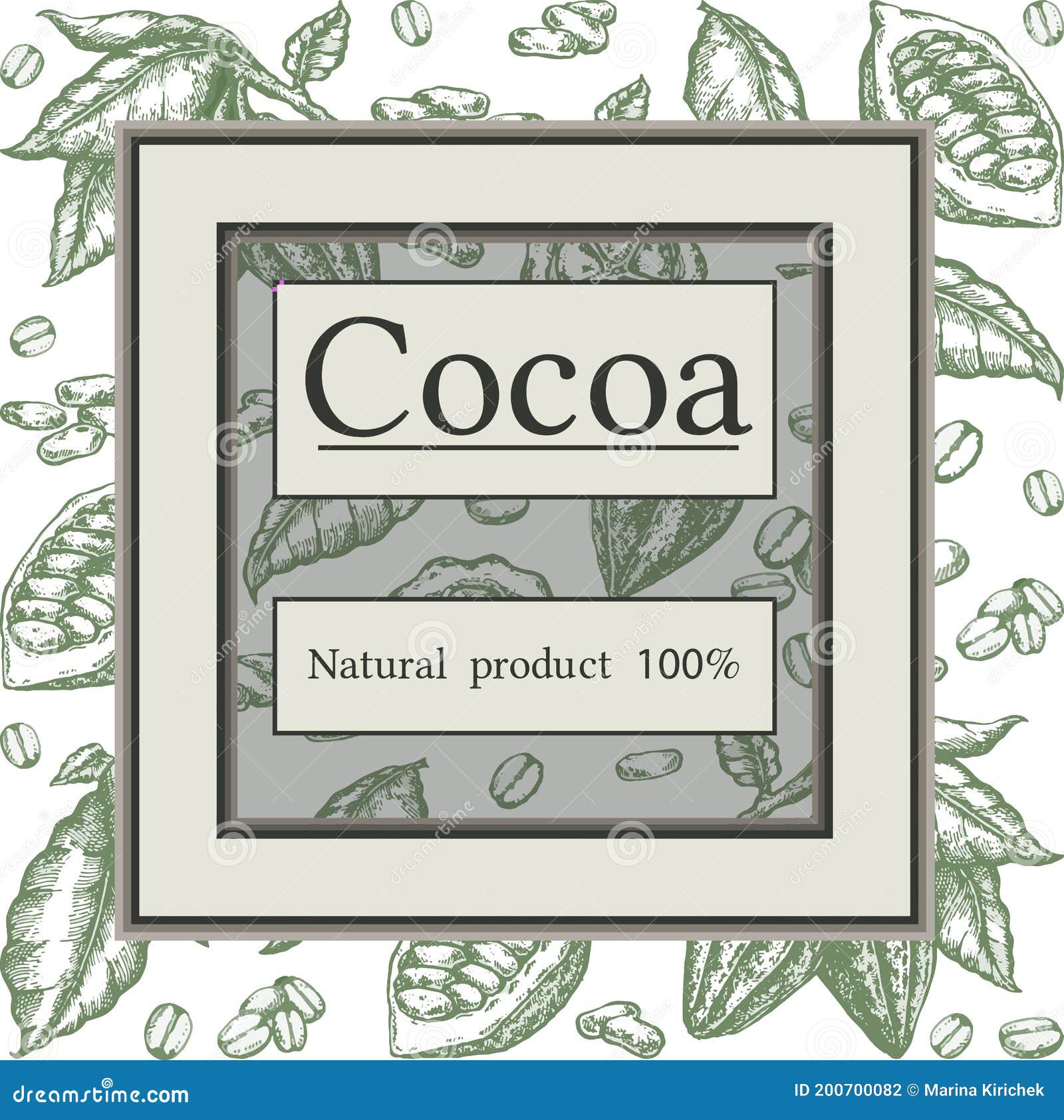 Cocoa Bean Tree Design Template. Engraved Style Illustration. Chocolate ...