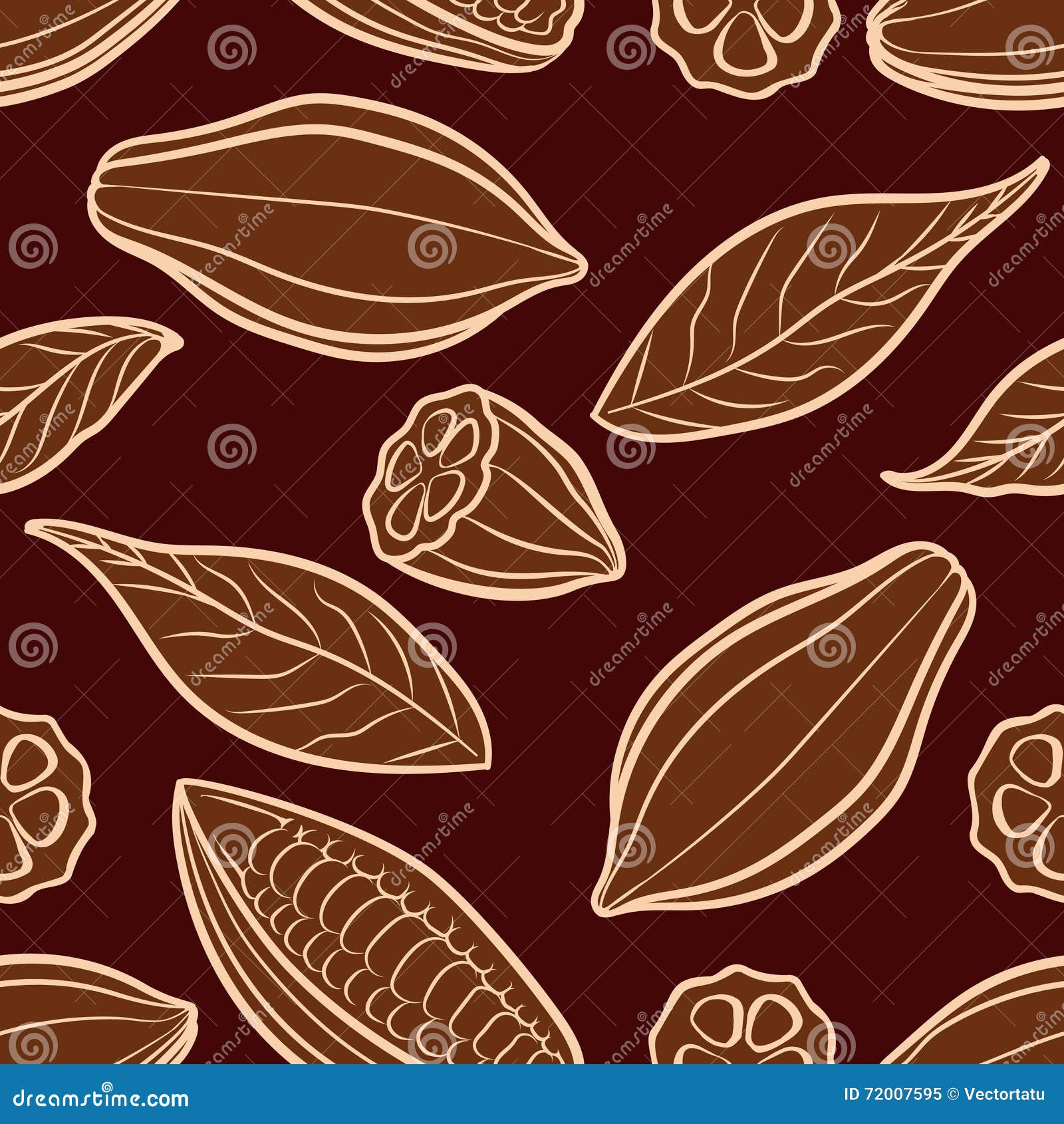 Cocoa Beans Engraved Seamless Pattern Stock Vector - Illustration of ...