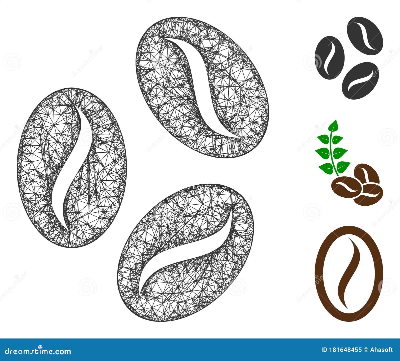 Cocoa Beans Polygonal Web Vector Mesh Illustration Stock Illustration ...